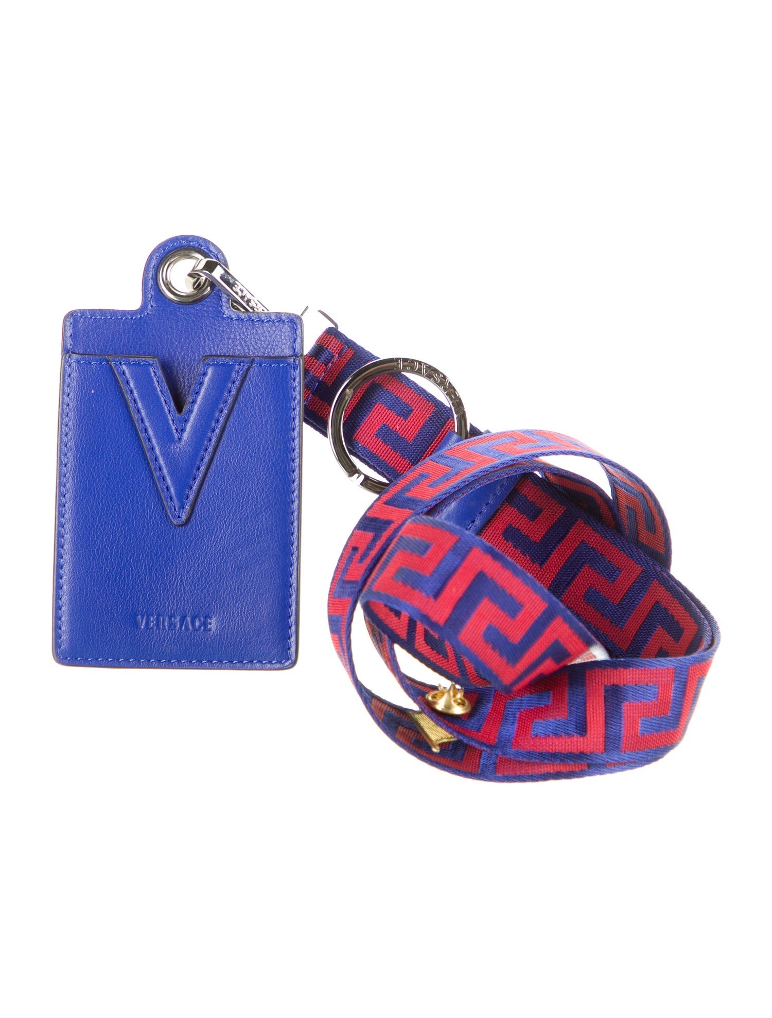 Versace Leather Printed Card Holder - Blue Wallets, Accessories ...