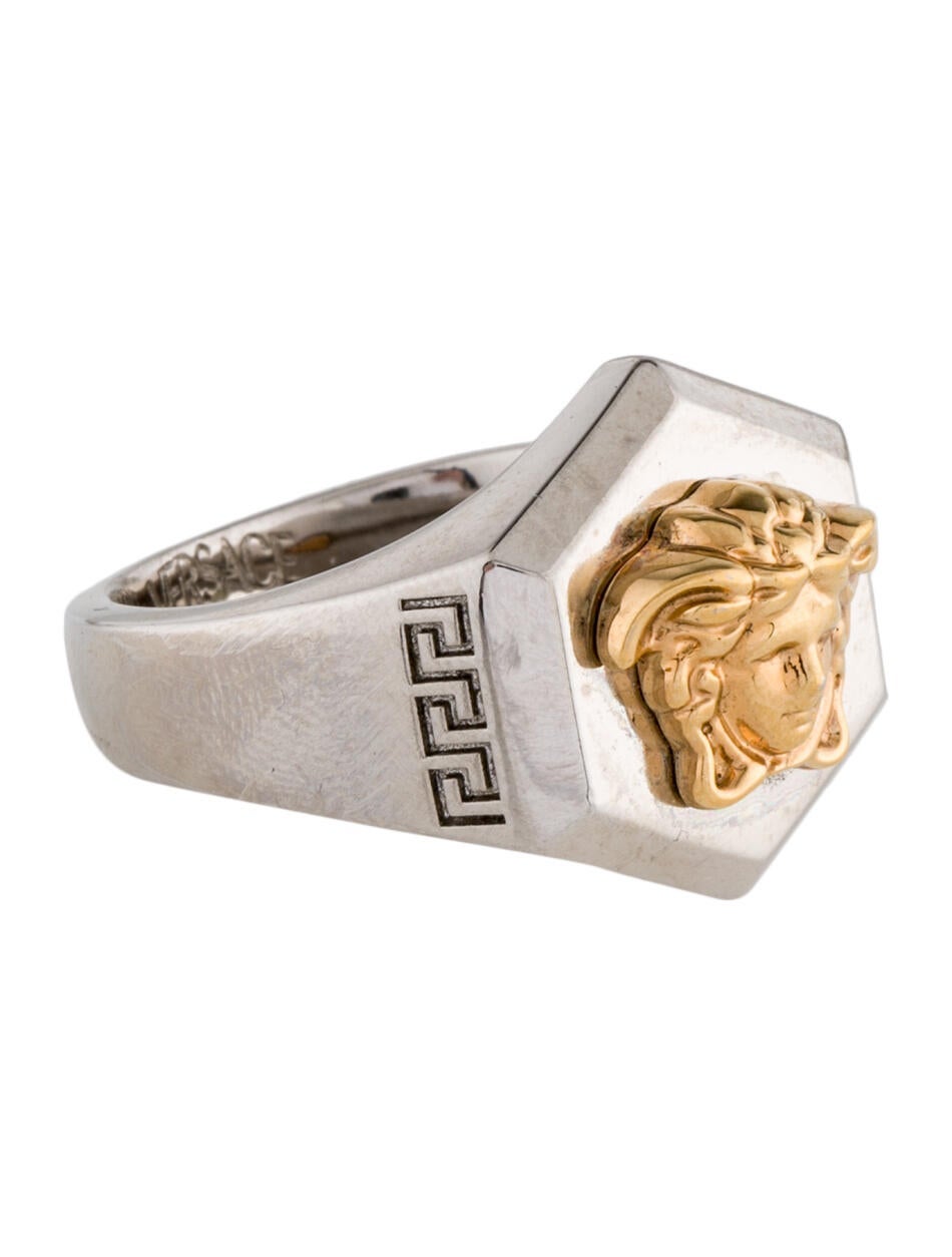 Versace Medusa Head Mixed Metal Signet Ring - Gold-Tone Metal Signet ...