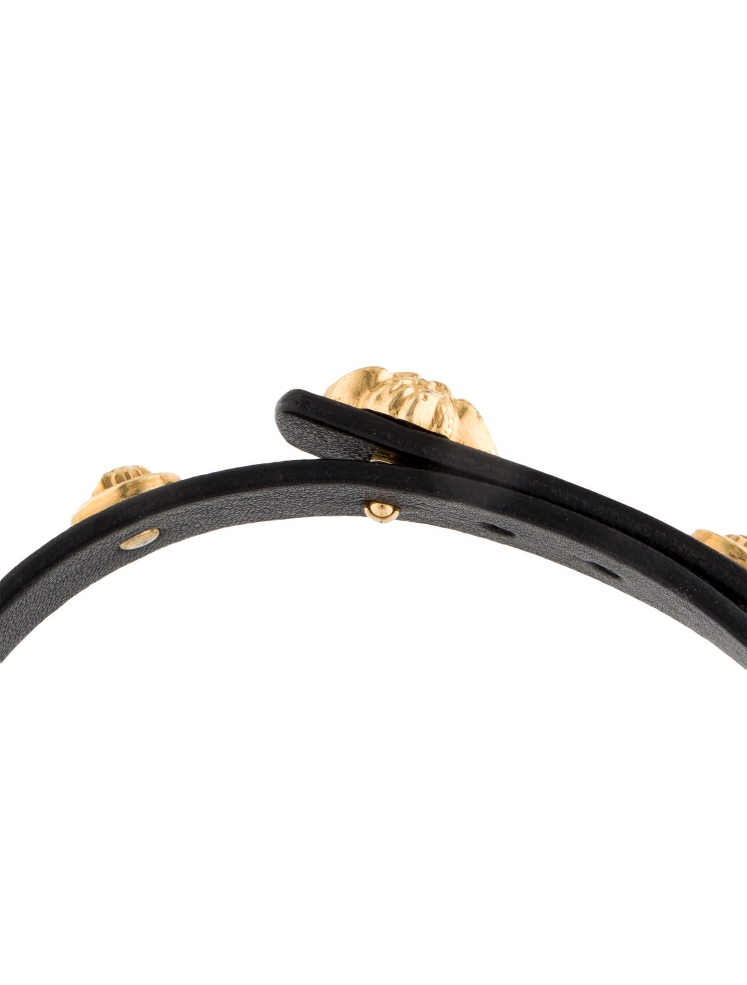 Versace Leather Medusa Choker Necklace - Black, Gold-Tone Metal Choker ...