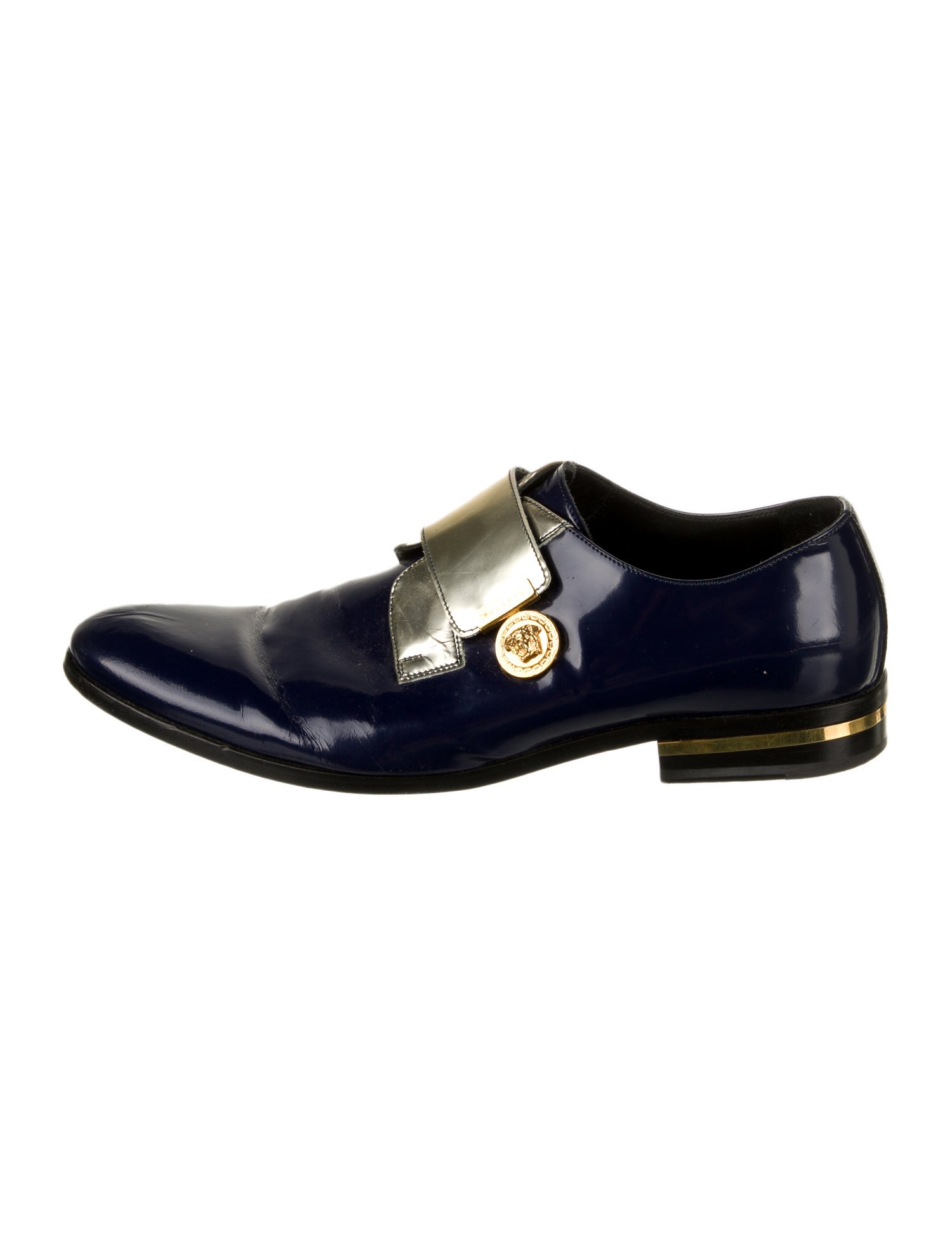 Versace Leather Colorblock Pattern Dress Loafers - Blue Loafers, Shoes ...