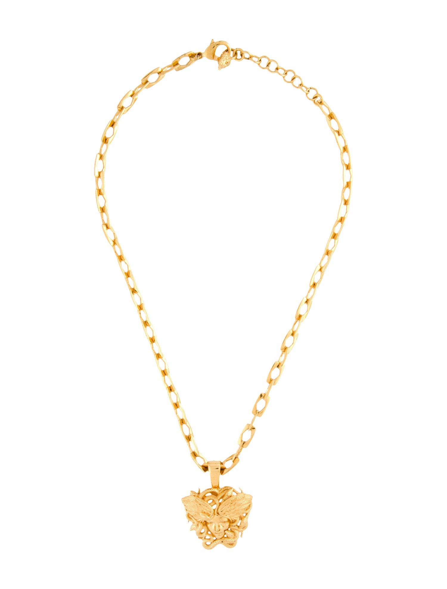 Versace Winged Medusa Head Pendant Necklace - Gold-Tone Metal Chain ...