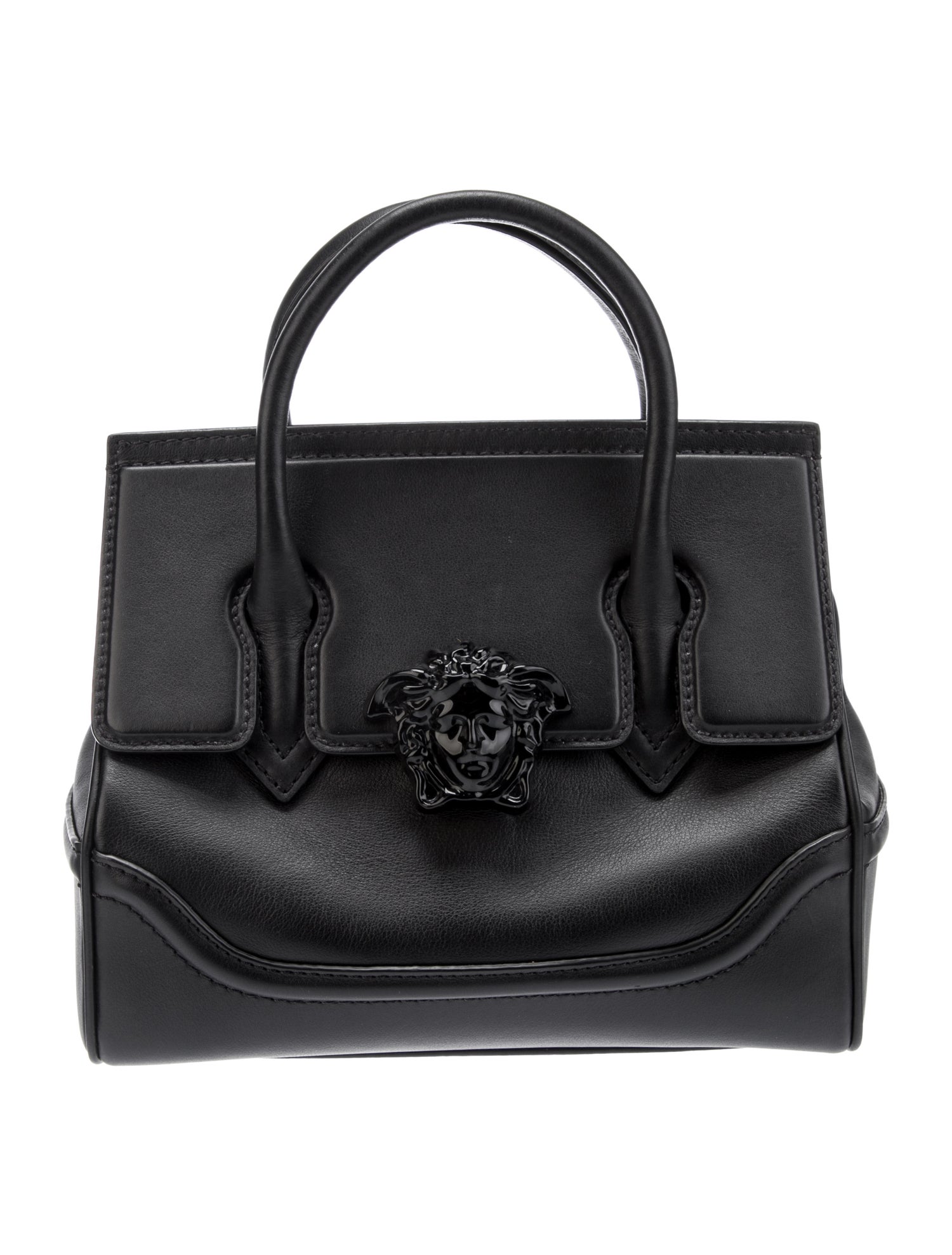 Versace Flap Top Leather Handle Bag - Black Handle Bags, Handbags ...