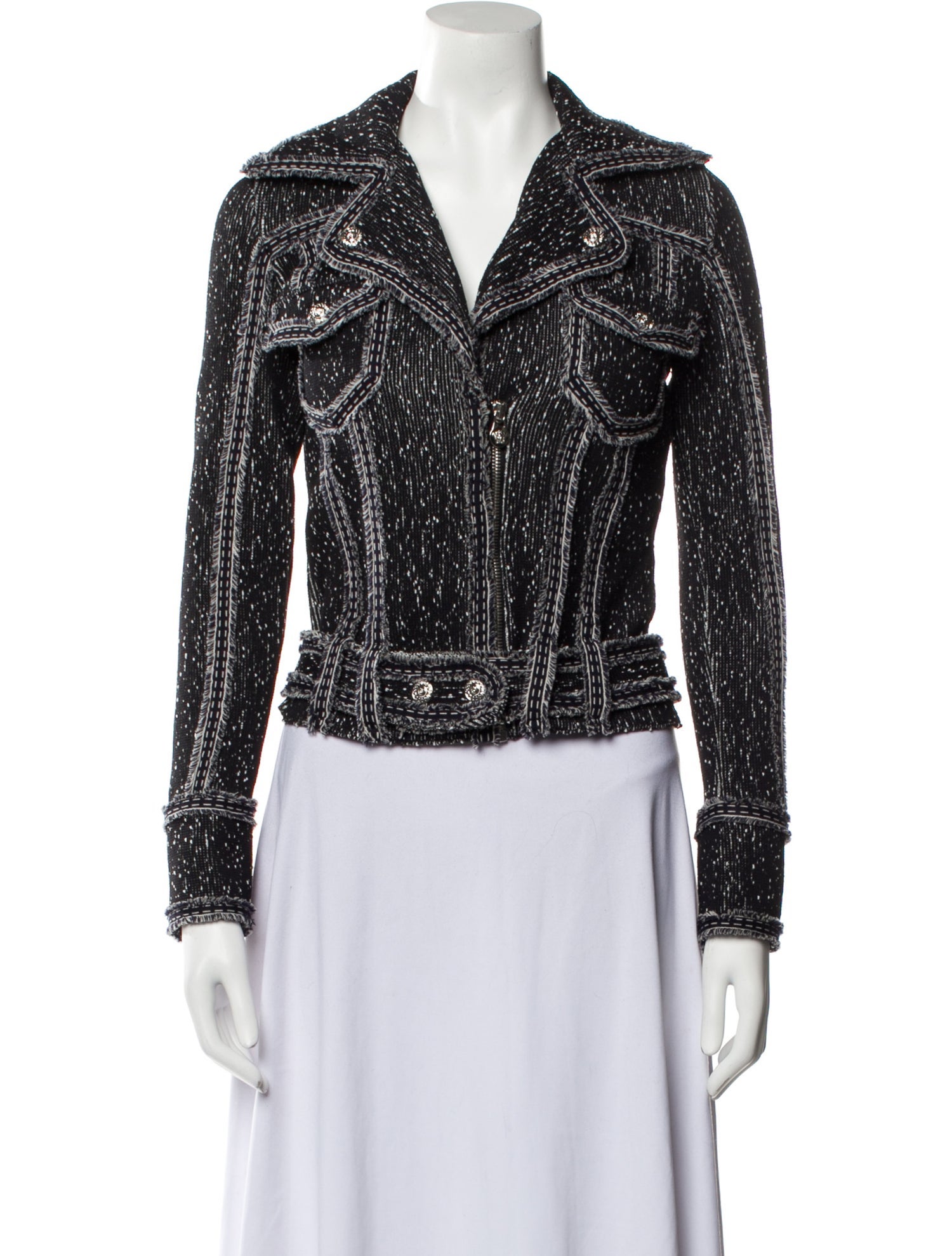 Versace Tweed Pattern Biker Jacket - Black Jackets, Clothing ...