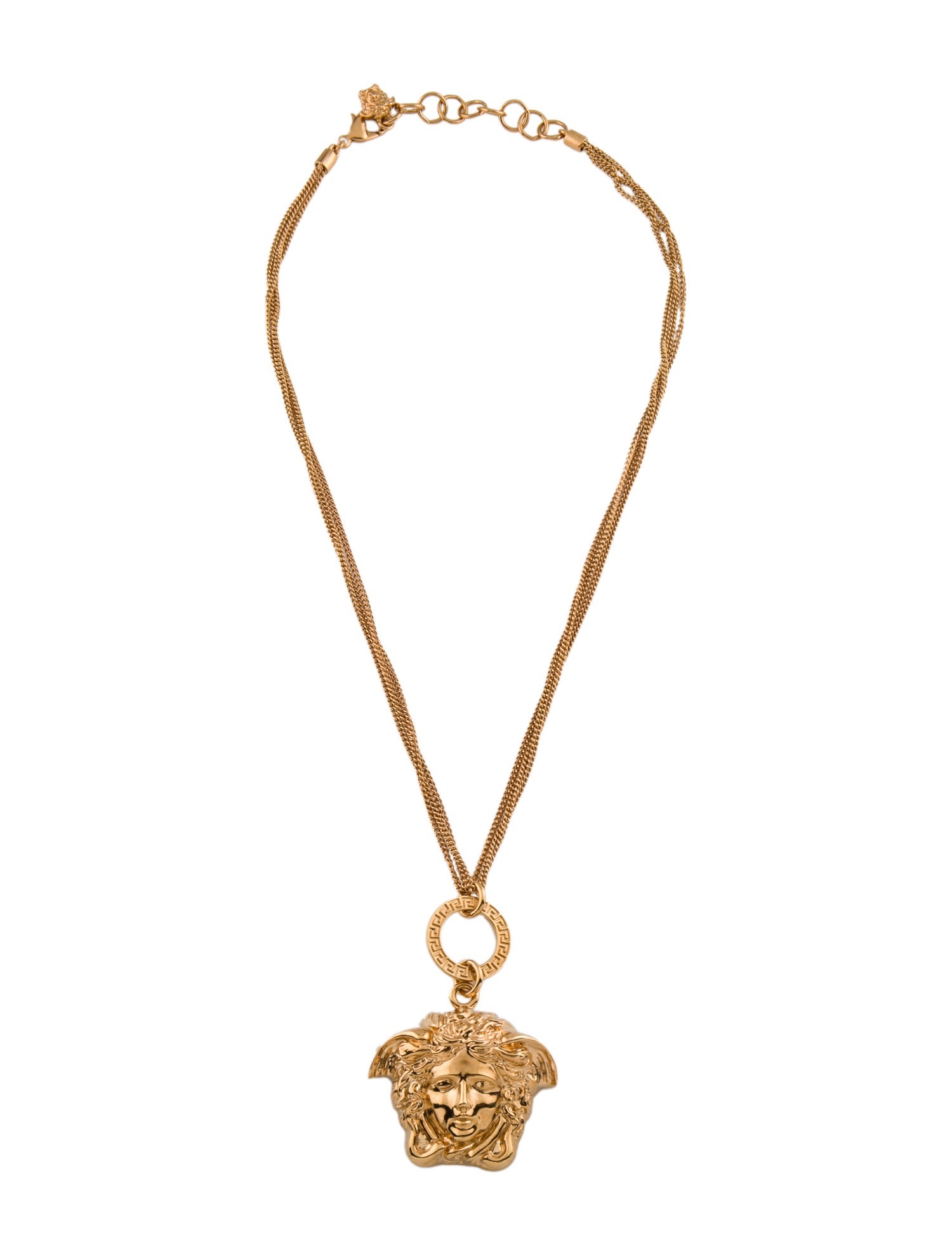 Versace Triple Chain La Medusa Pendant Necklace - Gold-Tone Metal ...