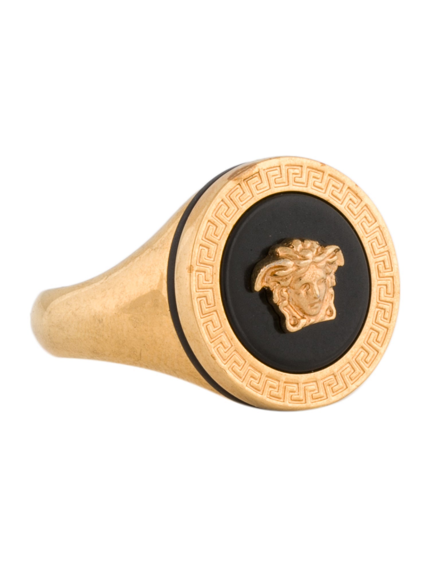 Versace Enamel Medusa Cocktail Ring - Black, Brass Cocktail Ring, Rings ...