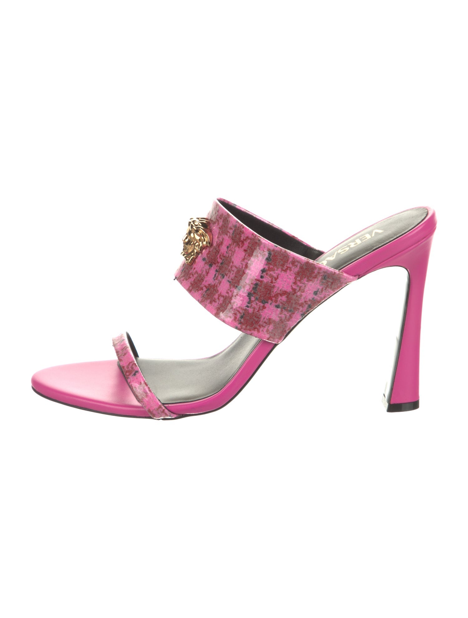 Versace Medusa Insignia Leather Slides - Pink Sandals, Shoes ...