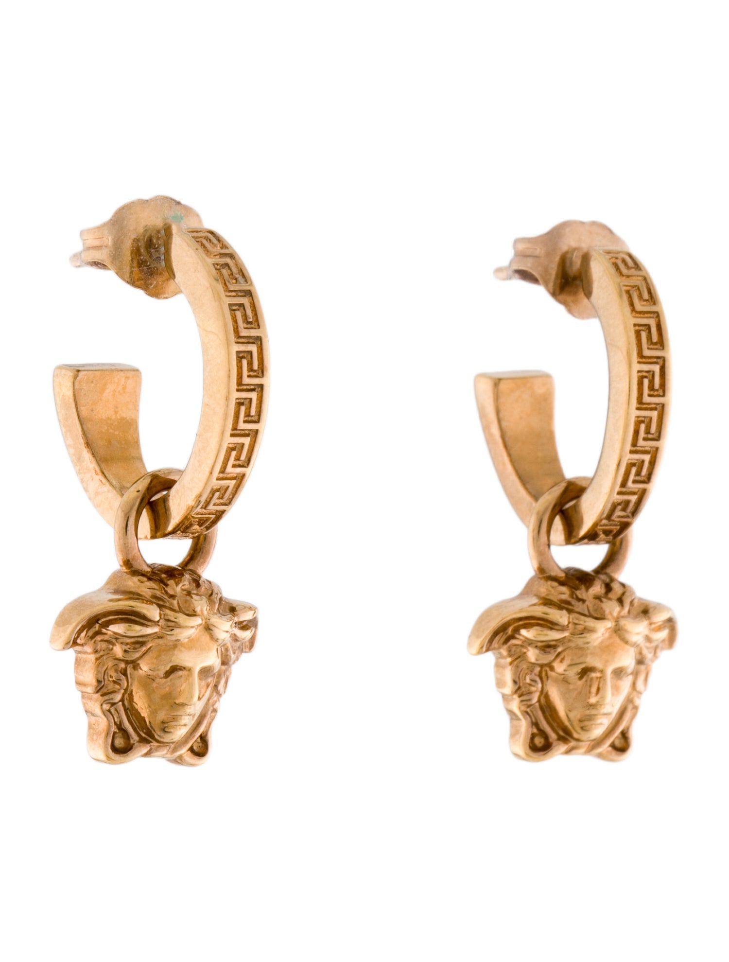 Versace La Medusa Greca Hoop Earrings - Gold-Tone Metal Drop, Earrings ...