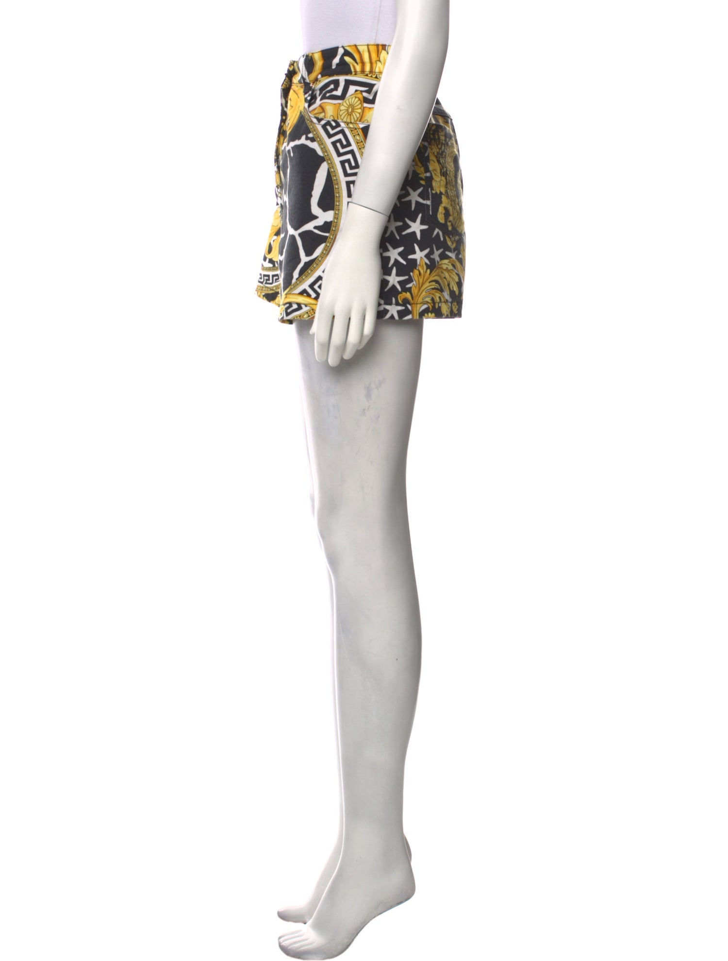 Versace Printed Mini Shorts w/ Tags - Black, 11.75" Rise Shorts ...