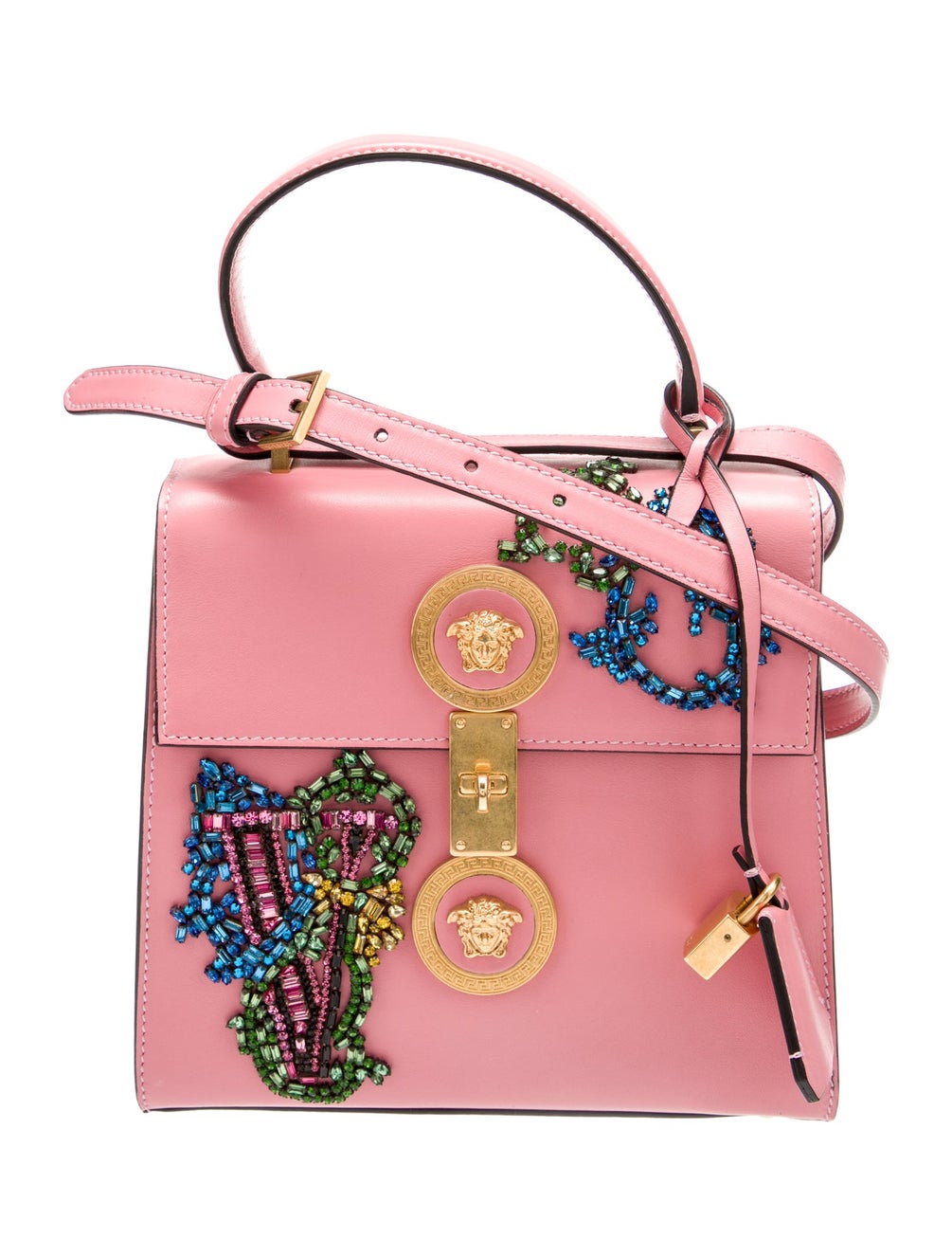 Versace Embellished Leather Crossbody Bag - Pink Crossbody Bags ...
