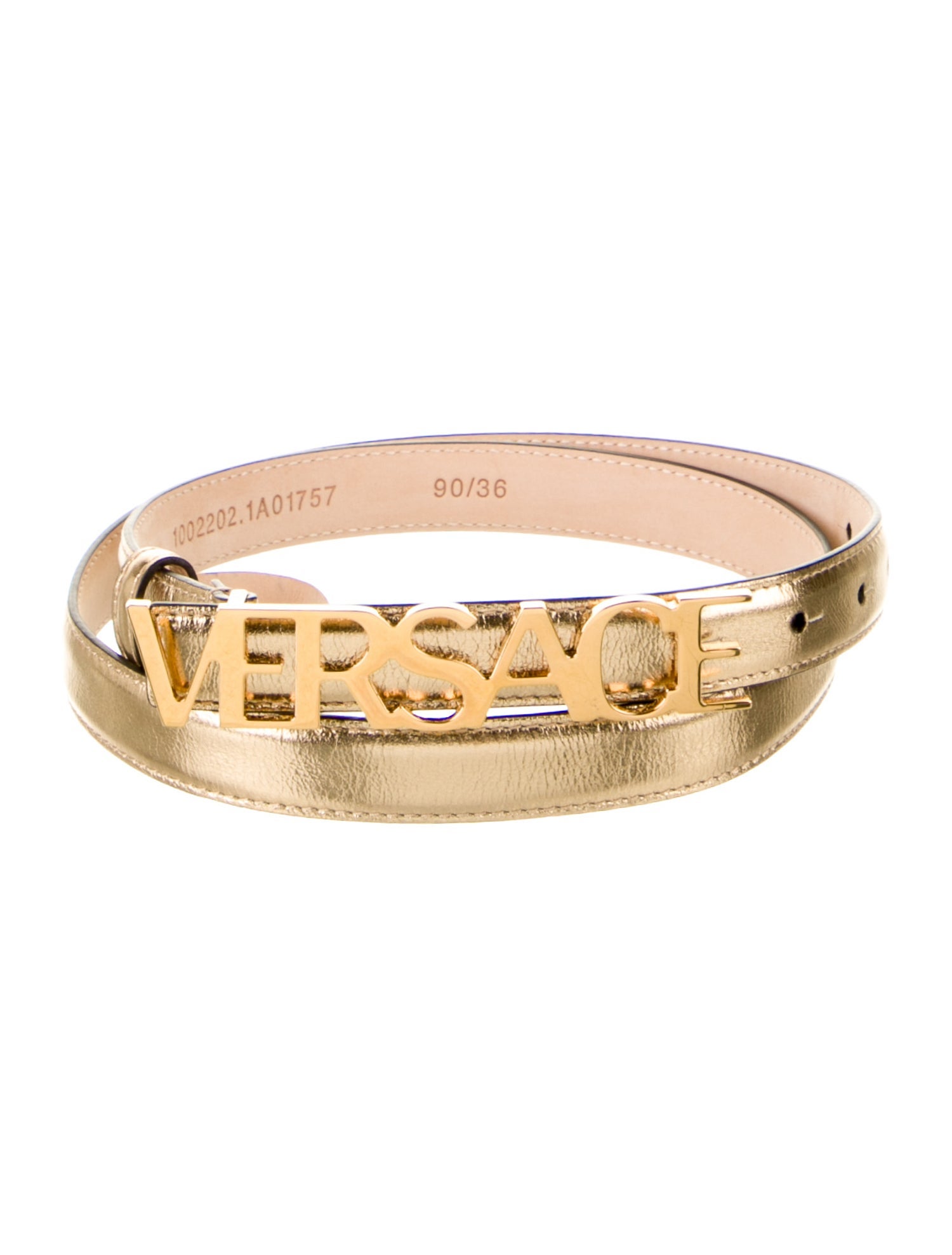Versace Skinny Leather Belt - Gold Belts, Accessories - VES150189 | The ...