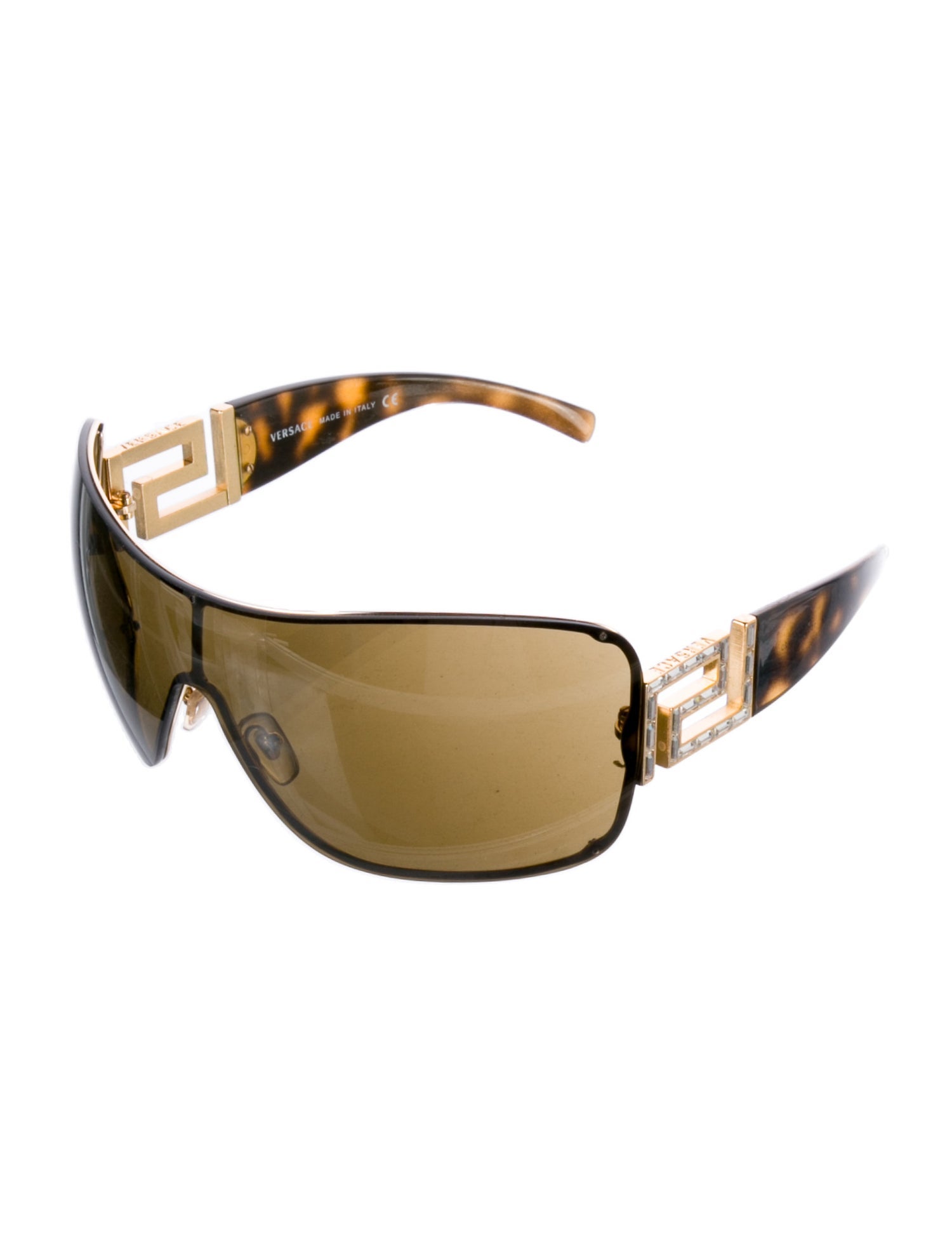 Versace Shield Tinted Sunglasses - Brown Sunglasses, Accessories ...