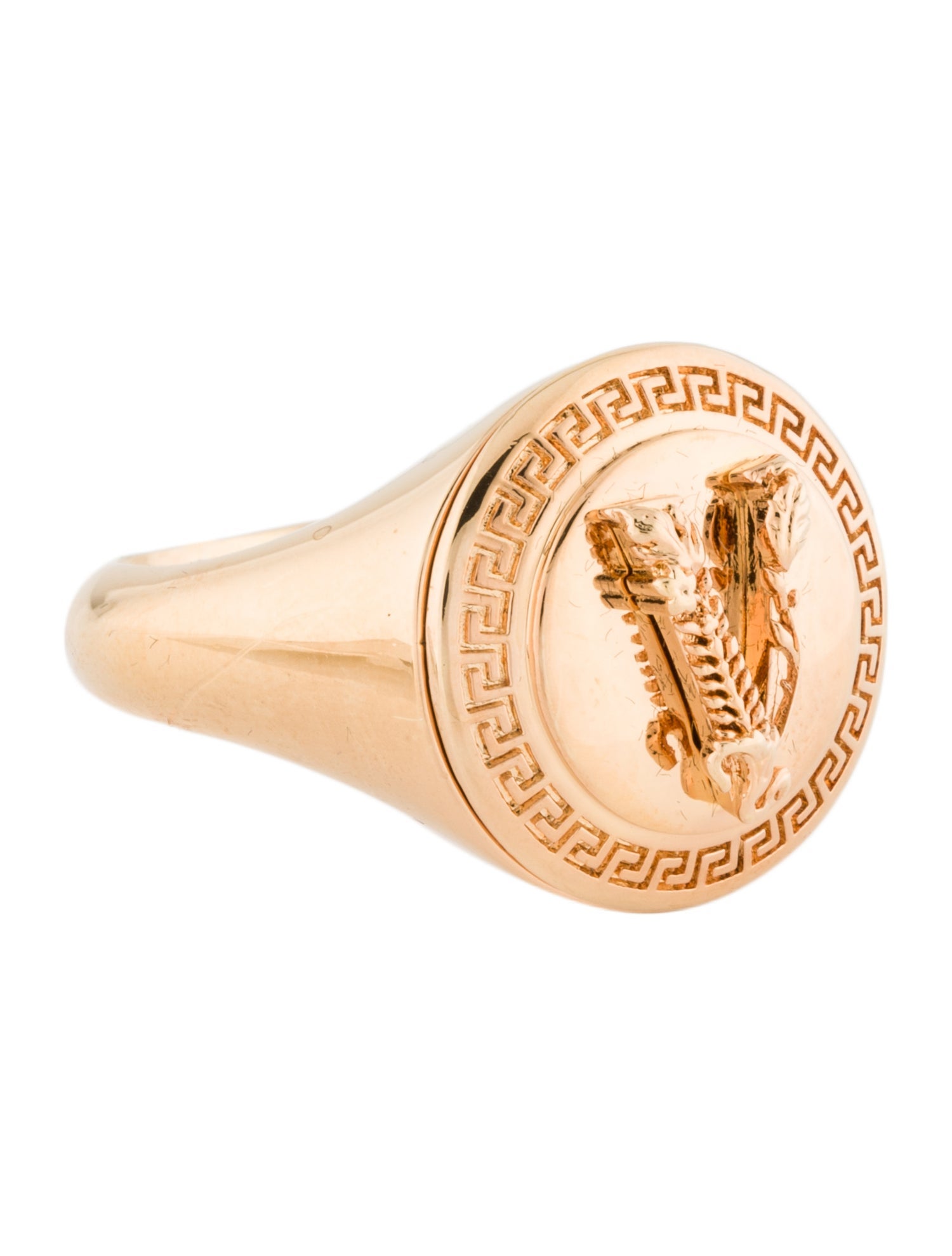 Versace Virtus Signet Ring - 24K Plated Signet Ring, Rings - VES150973 | The RealReal