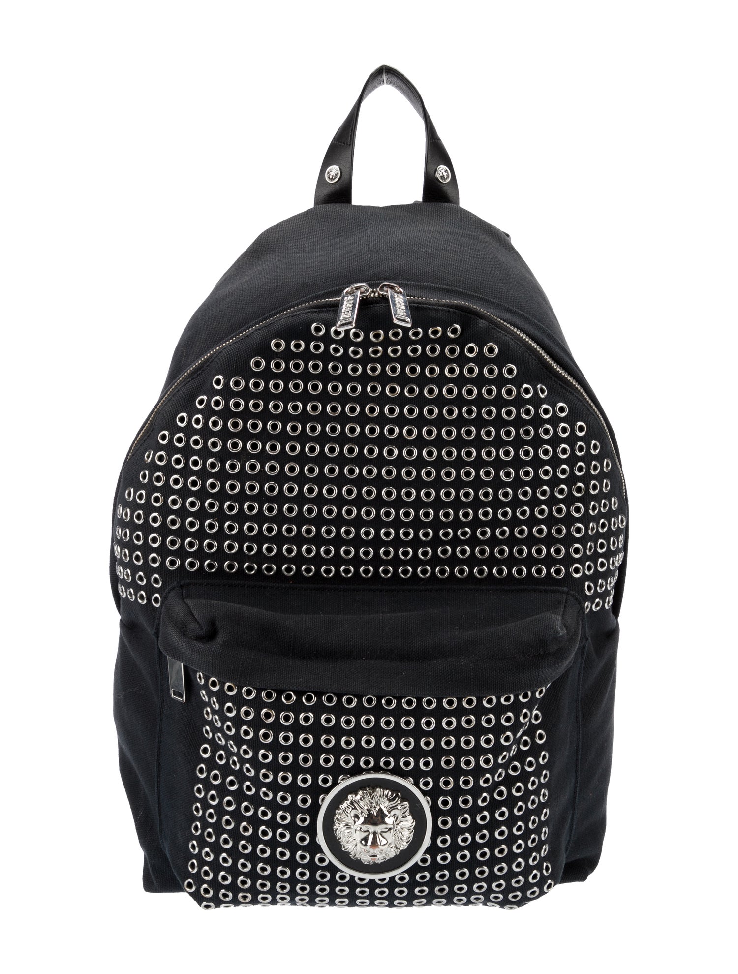 Versace Canvas Eyelet Trim Backpack - Black Backpacks, Bags - VES153509 ...