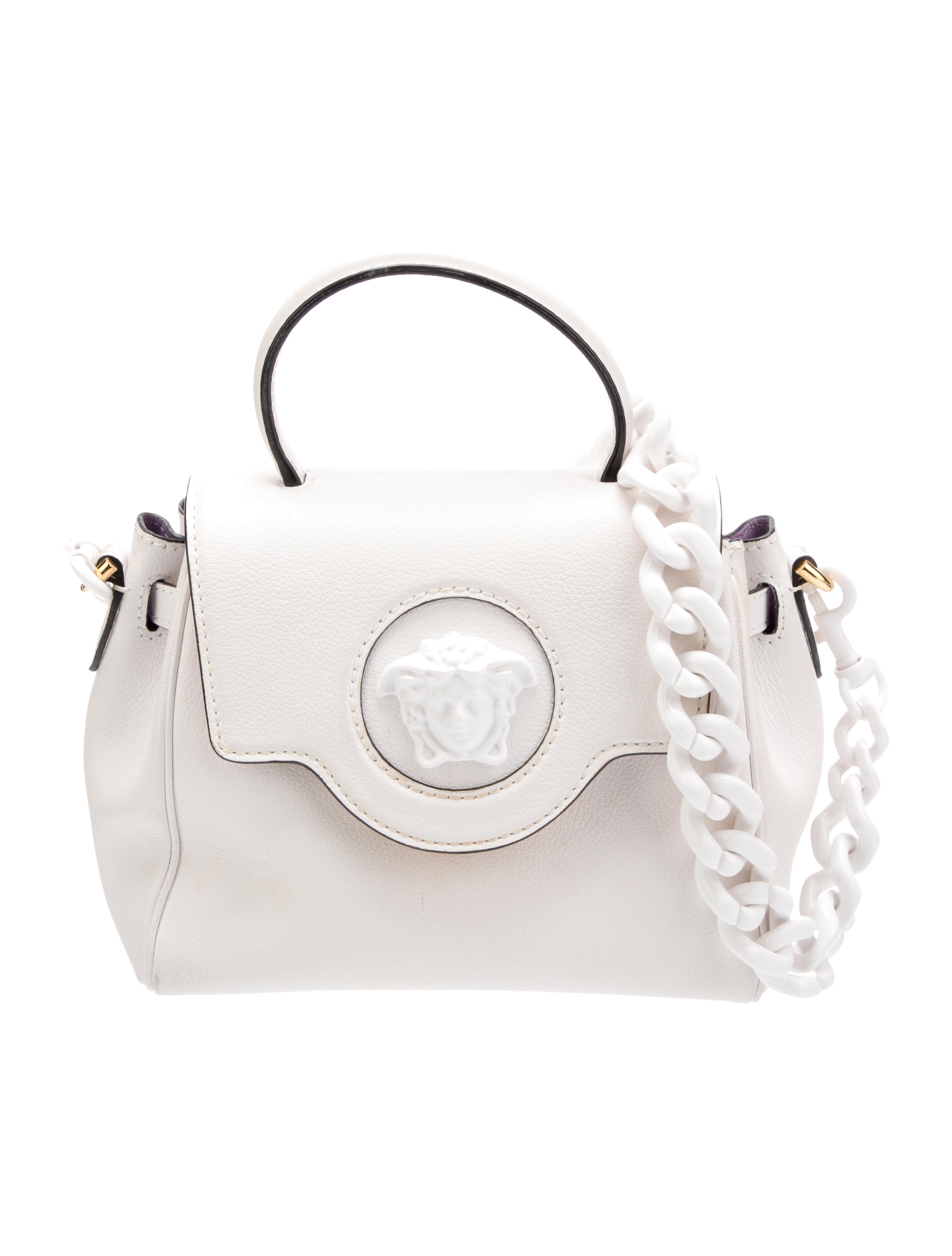 Versace Leather Chain-Link Handle Bag - White Handle Bags, Handbags ...