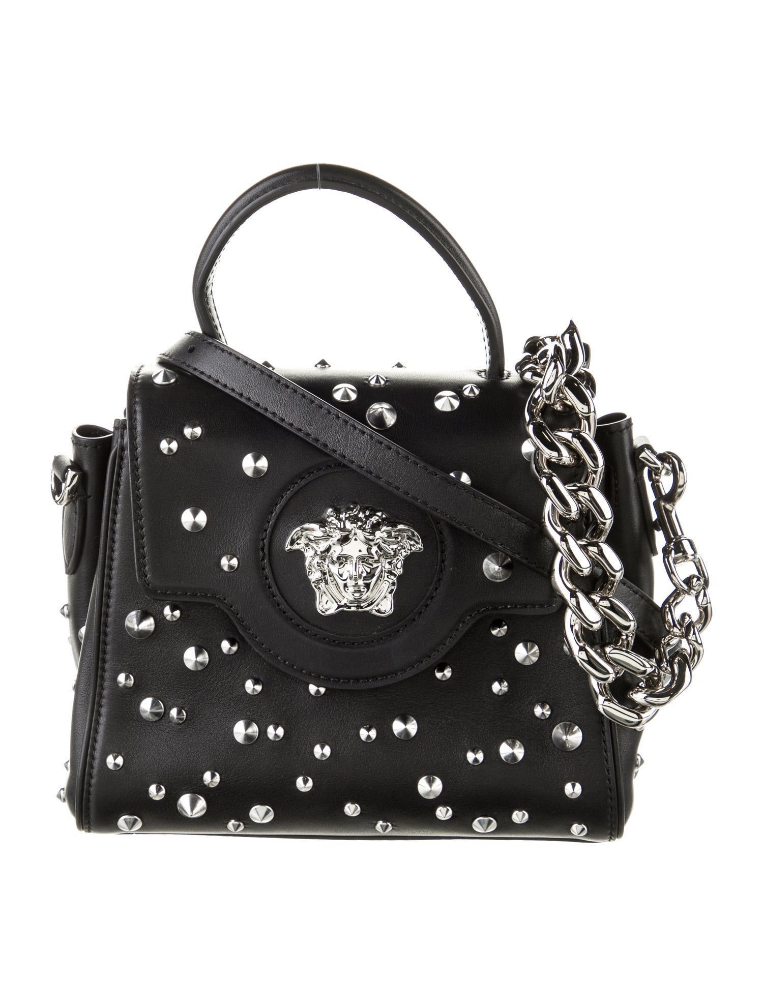 Versace Leather Studded Bag - Black Handle Bags, Handbags - VES155520 ...