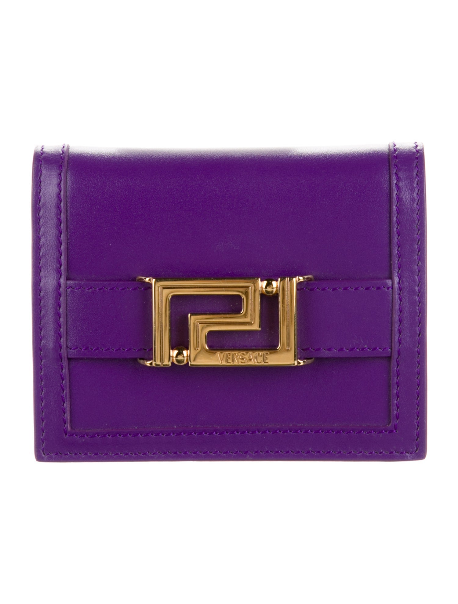 Versace Calf Leather Compact Wallet - Purple Wallets, Accessories ...