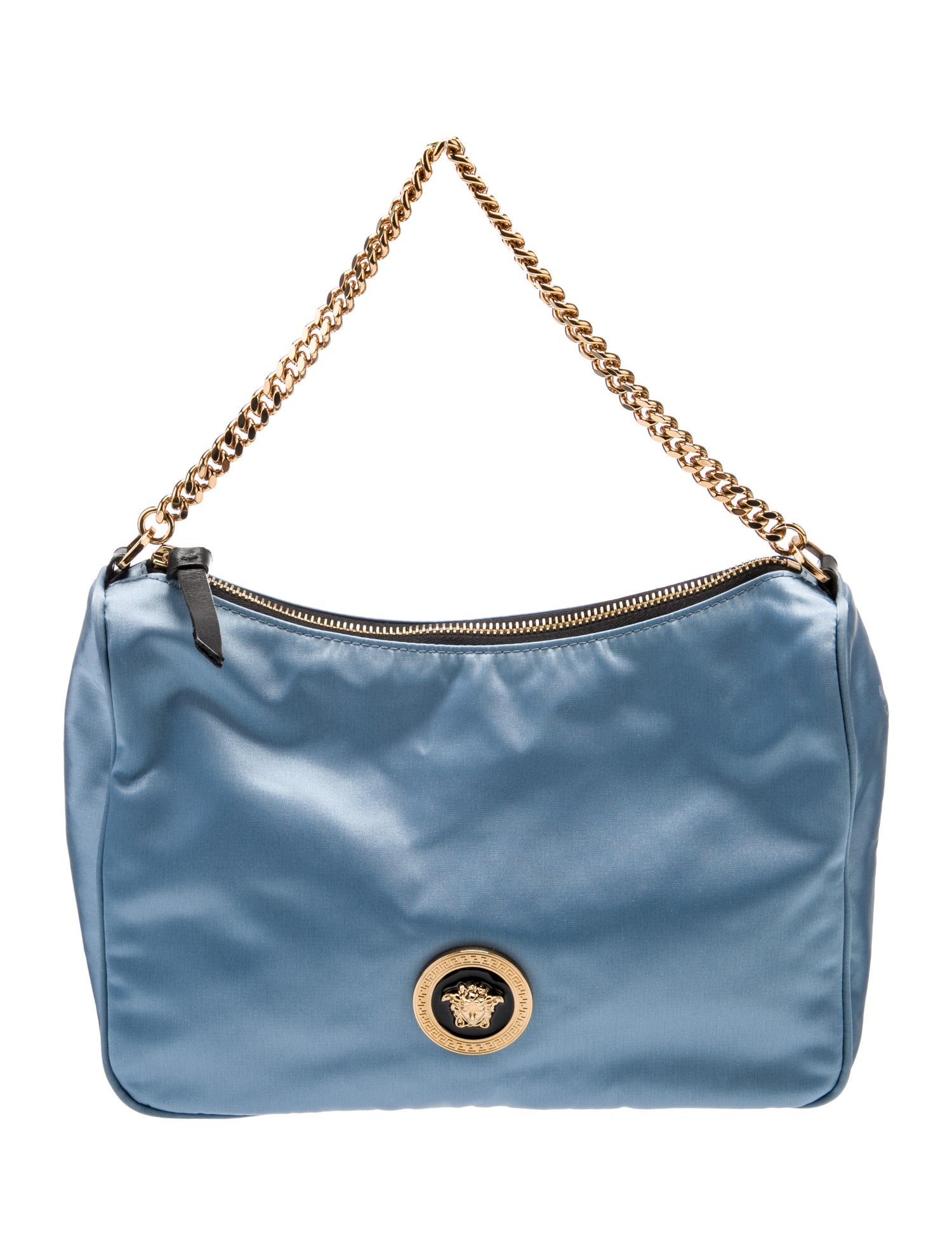 Versace Emblem Chain Link Cros Body bag - Blue Crossbody Bags, Handbags ...