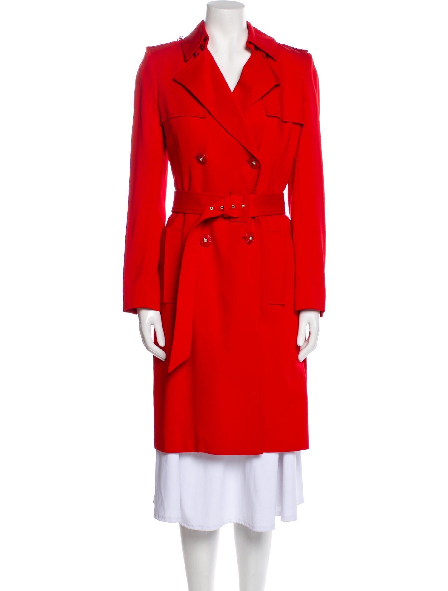 Versace Peacoat - Red Coats, Clothing - VES159449 | The RealReal