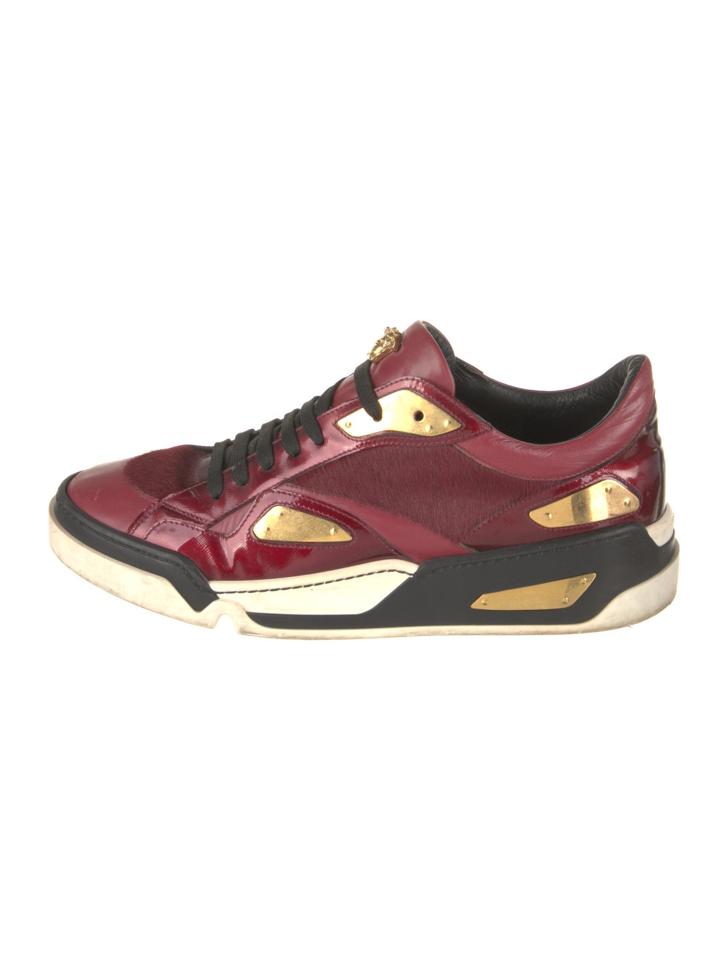 Versace Medusa Insignia Leather Athletic Sneakers - Red Sneakers, Shoes ...