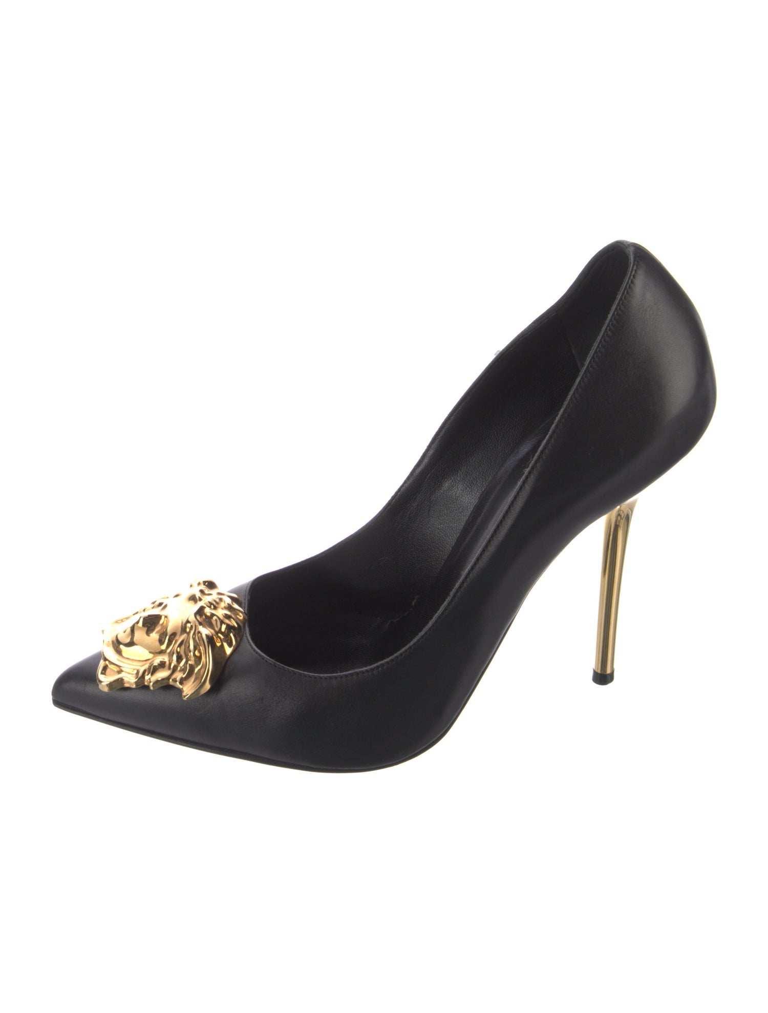 Versace Medusa Insignia Leather Pumps - Black Pumps, Shoes - VES160781 ...