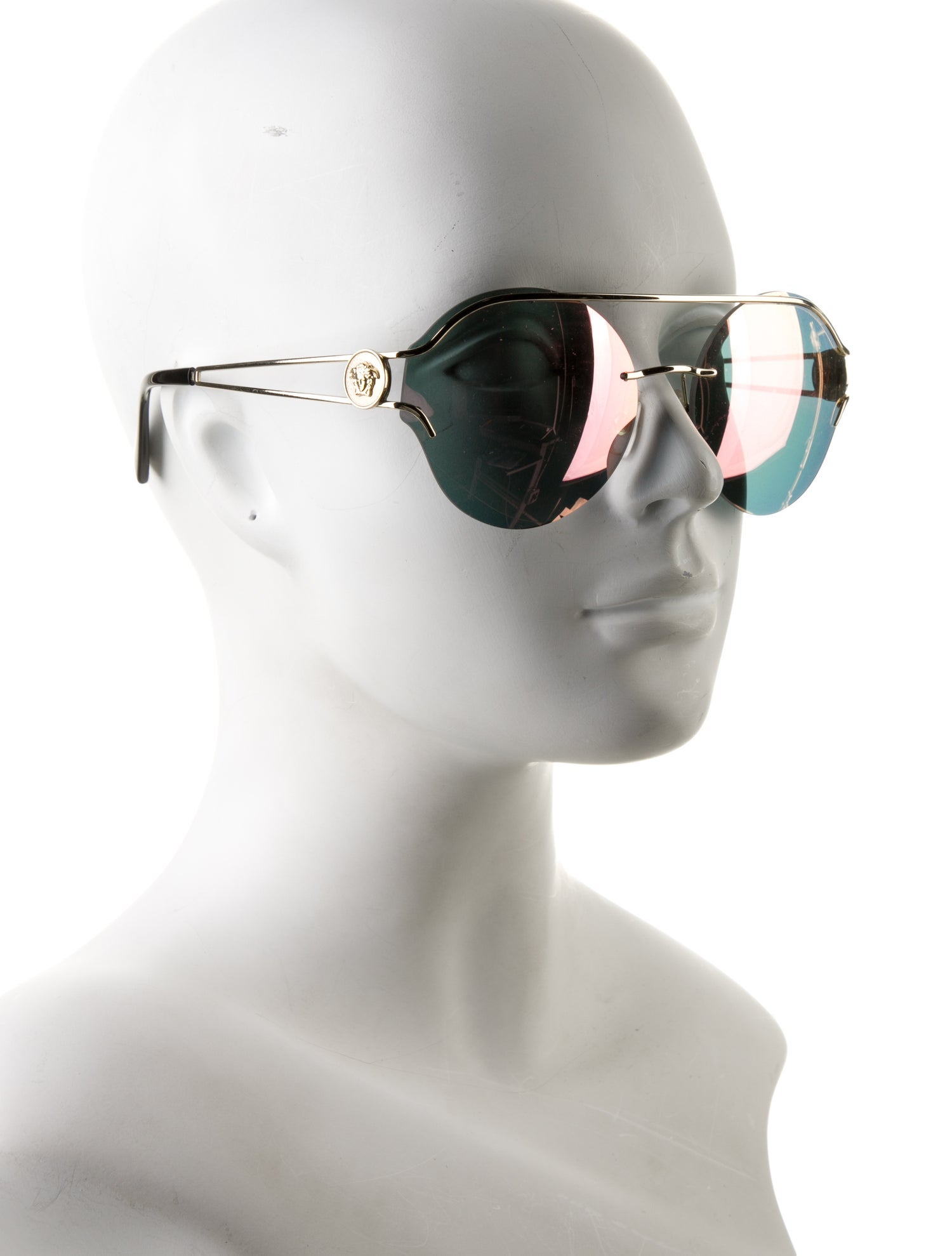 Versace Aviator Mirrored Sunglasses - Gold Sunglasses, Accessories ...