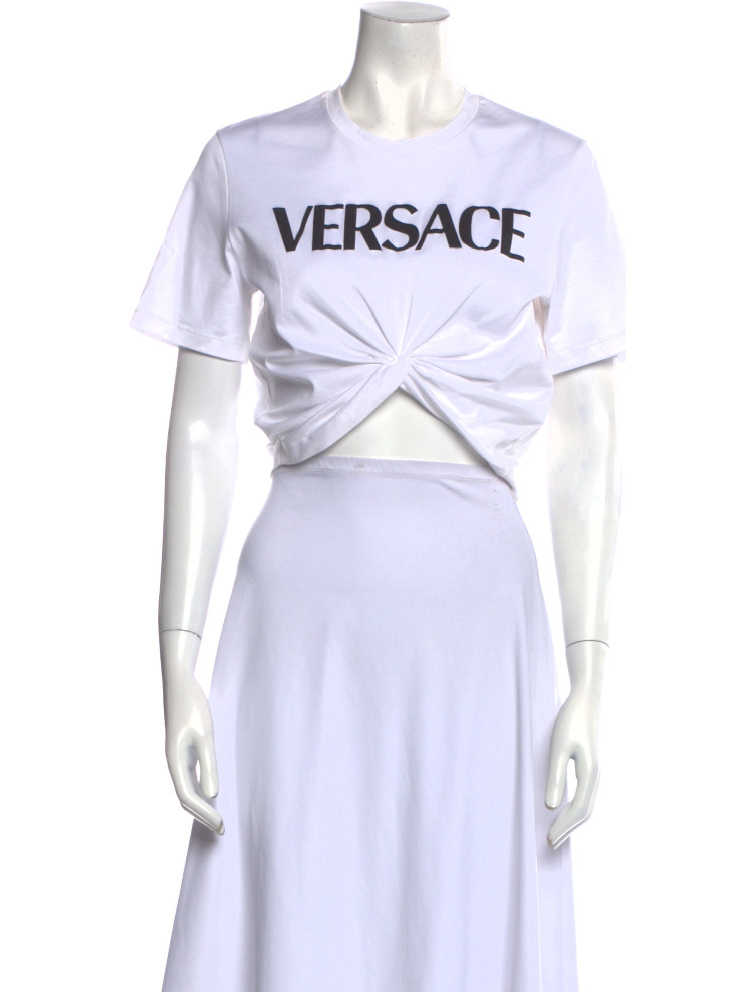 Versace Graphic Print Crew Neck Crop Top - White Tops, Clothing ...