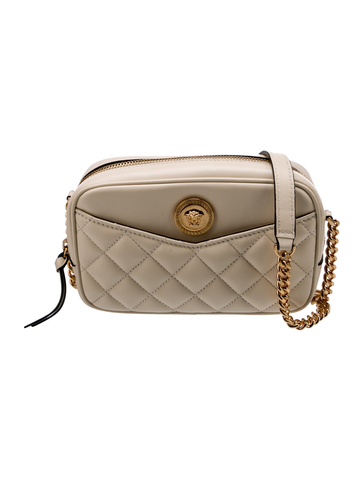 Versace Leather Messenger Bag w/ Tags - Neutrals Crossbody Bags ...