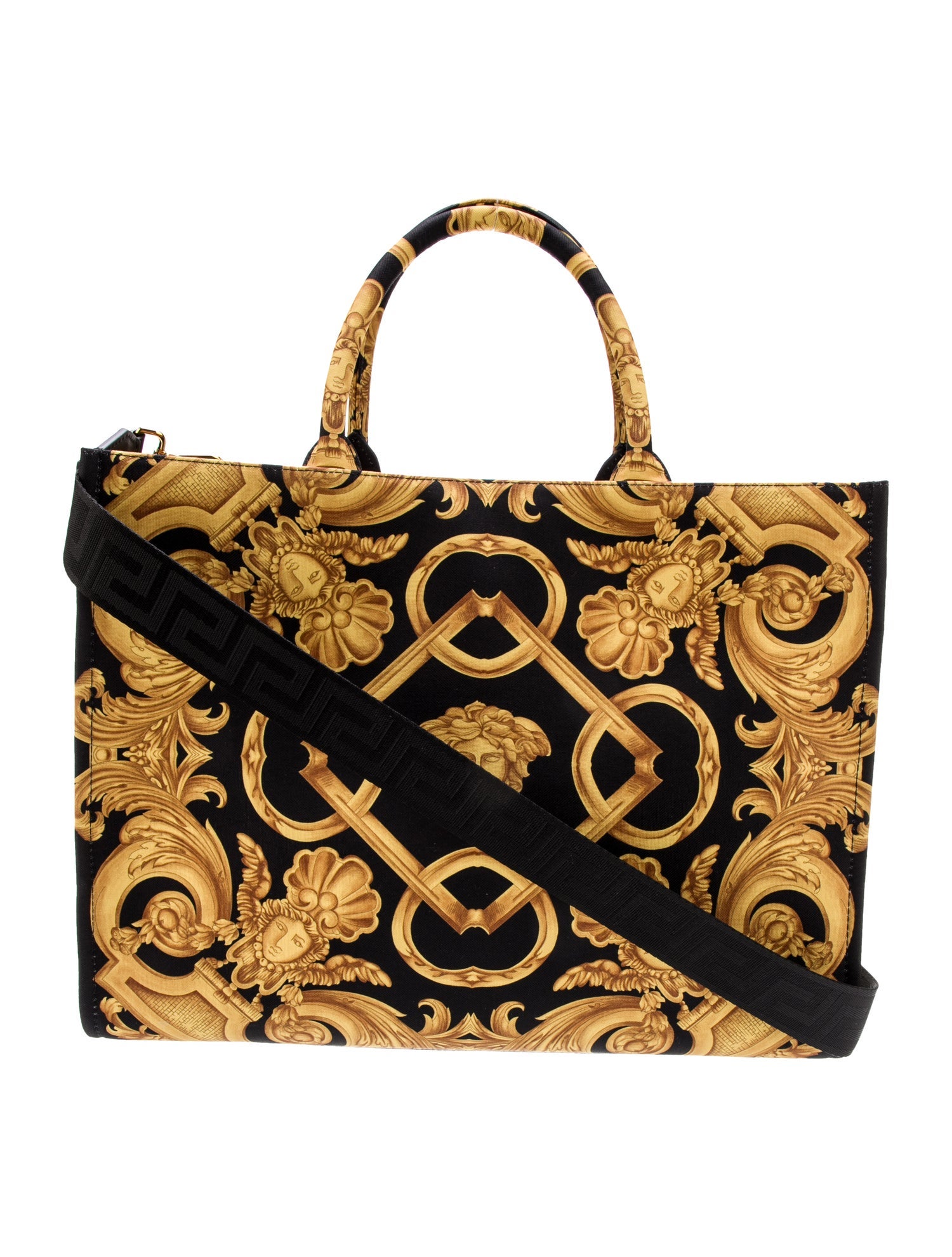 Versace Canvas Shoulder Bag w/ Tags - Black Totes, Handbags - VES164785 ...