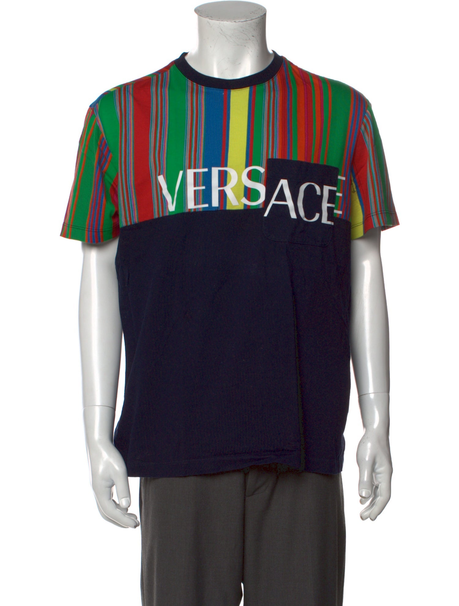 Versace Graphic Print Crew Neck T-Shirt - Blue T-Shirts, Clothing ...