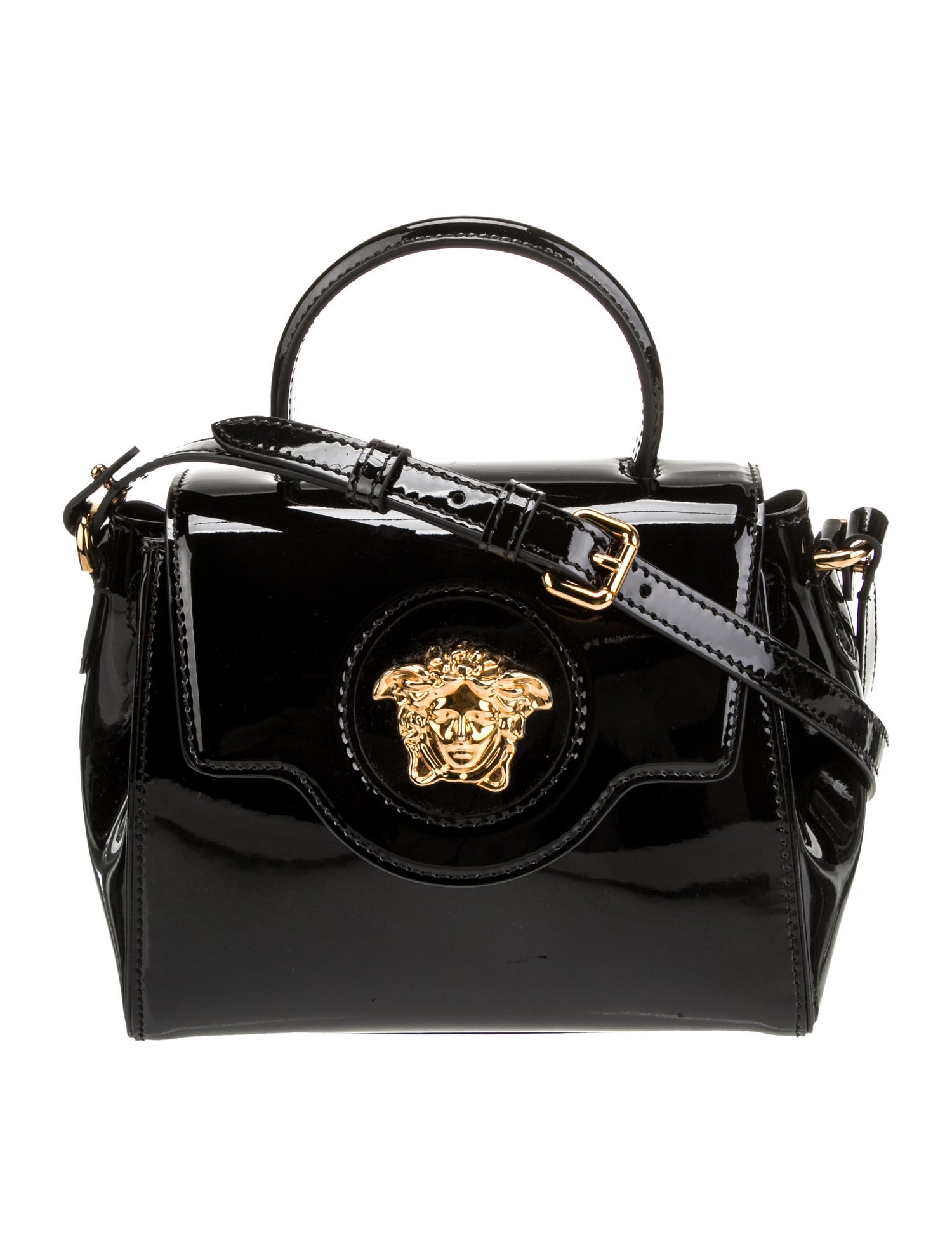 Versace Patent Leather Top Handle Bag - Black Handle Bags, Handbags ...