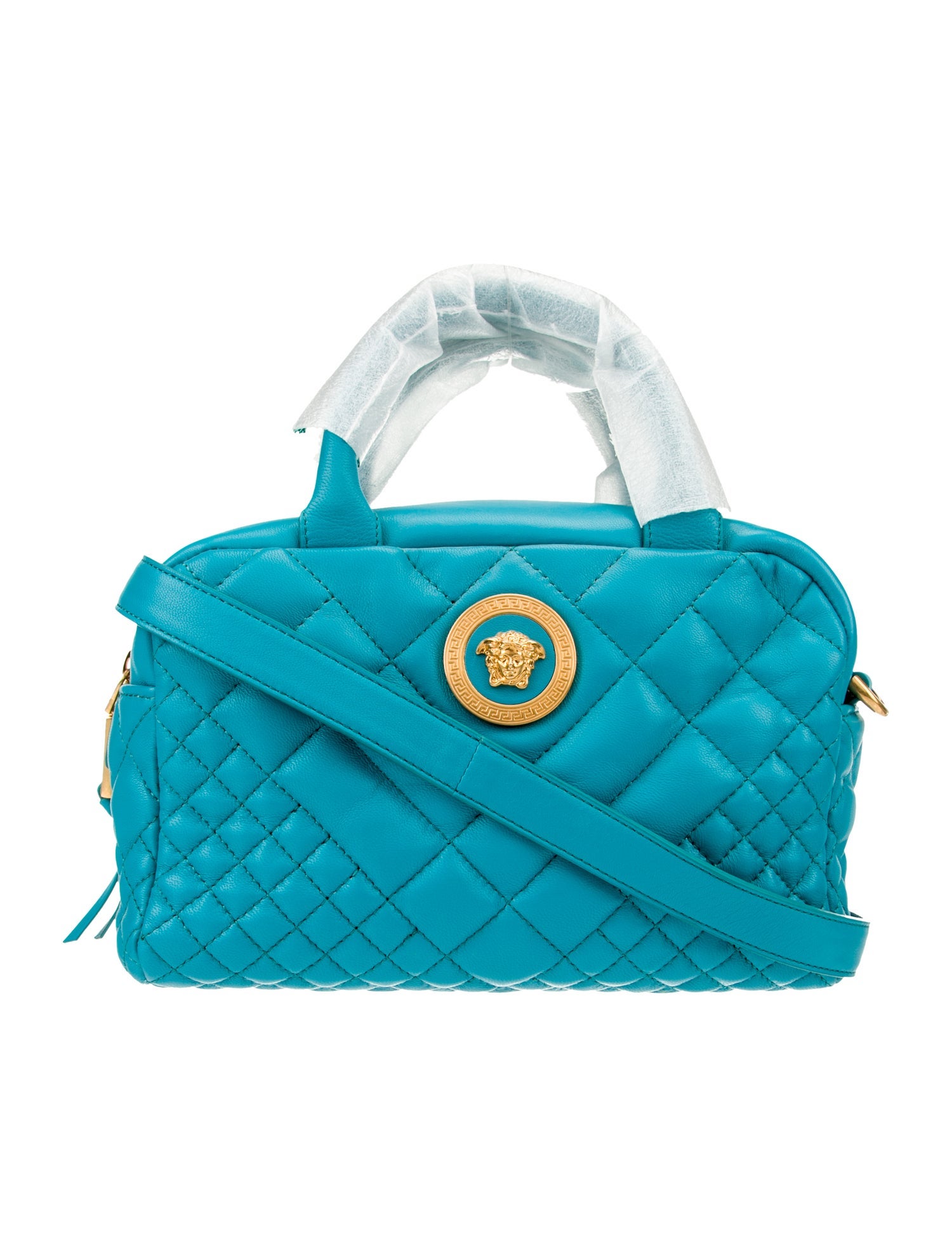 Versace Leather Top Handle Bag - Blue Handle Bags, Handbags - VES166517 ...