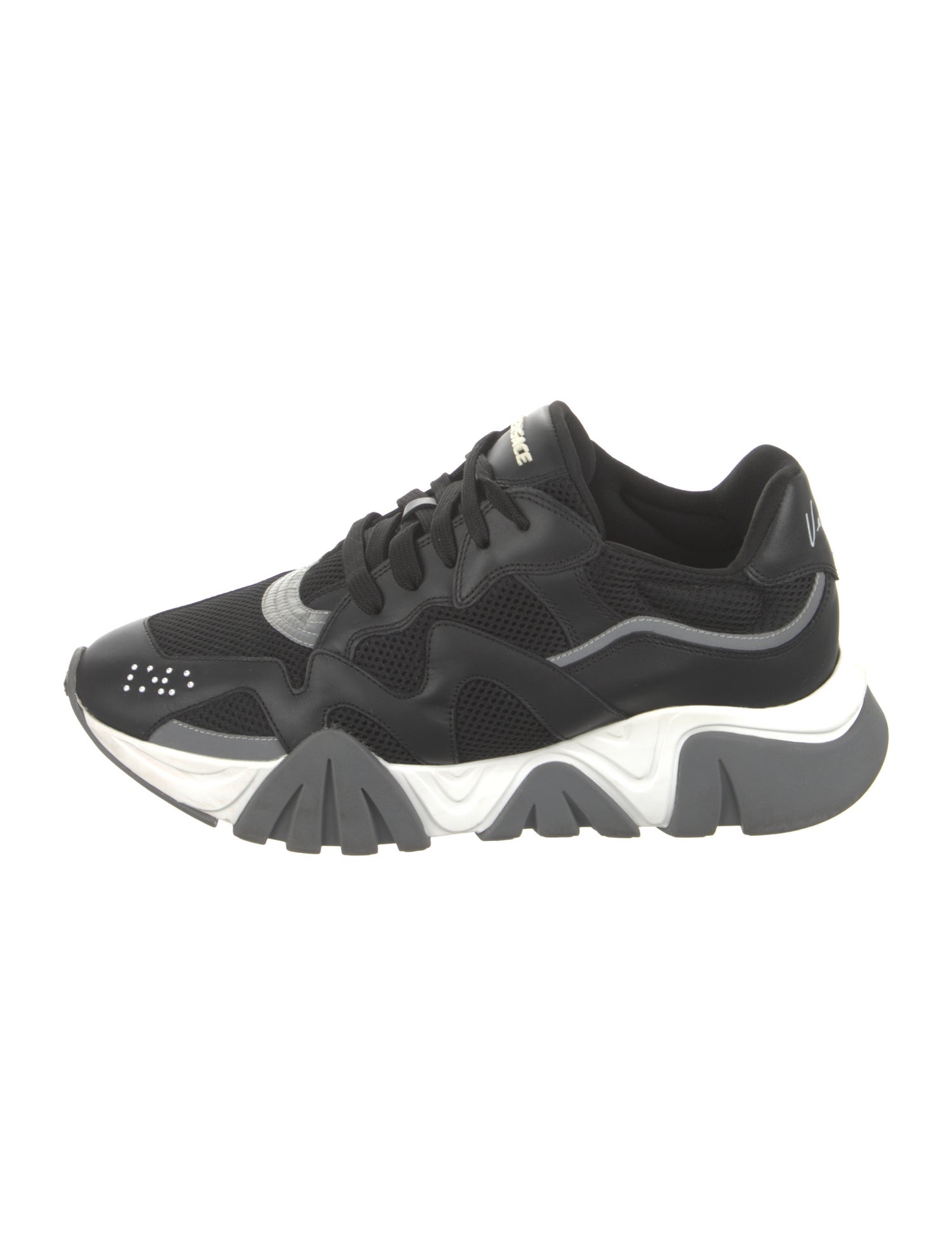 Versace Leather Printed Athletic Sneakers - Black Sneakers, Shoes - VES167965 | The RealReal