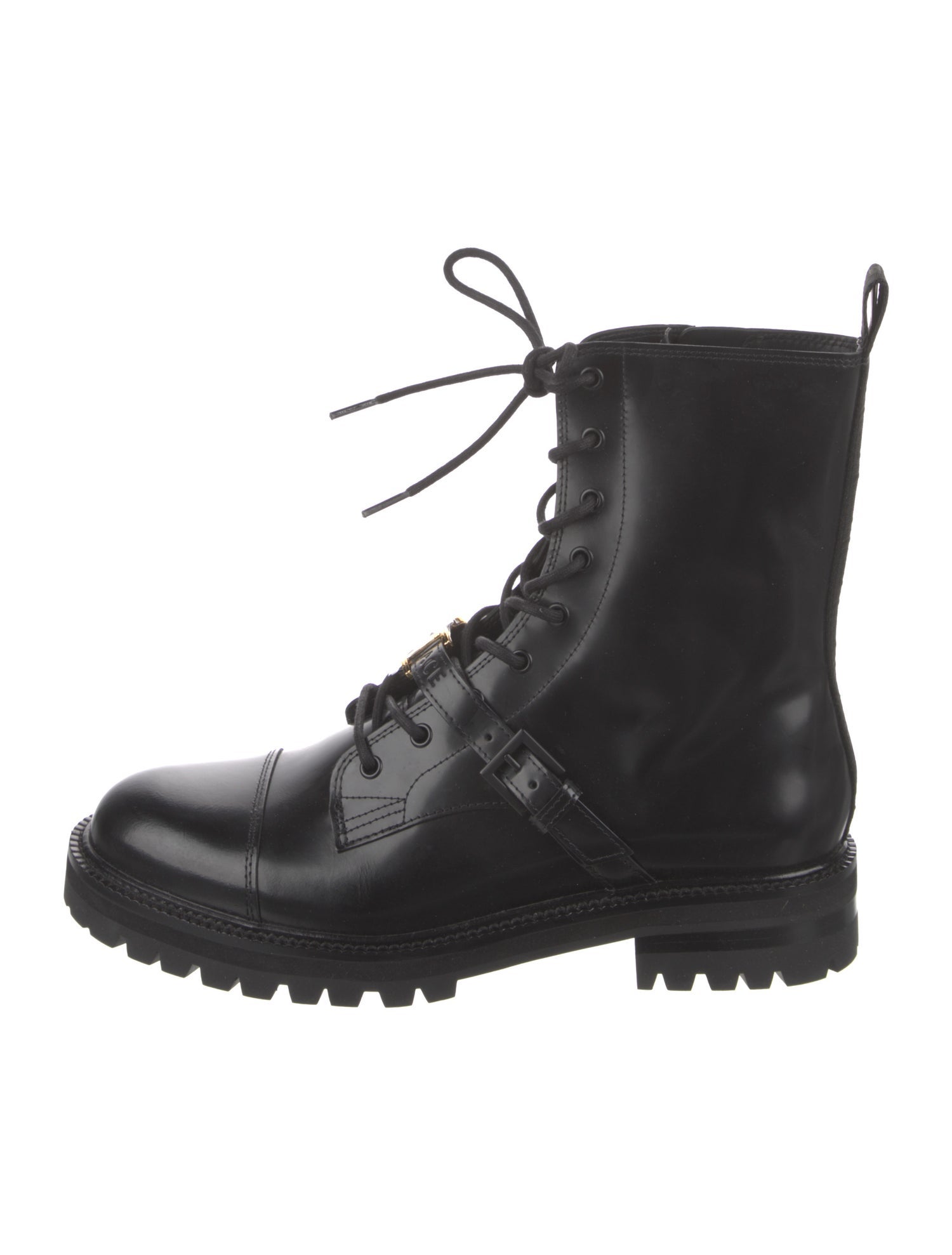 Versace Patent Leather Combat Boots - Black Boots, Shoes - VES168207 ...