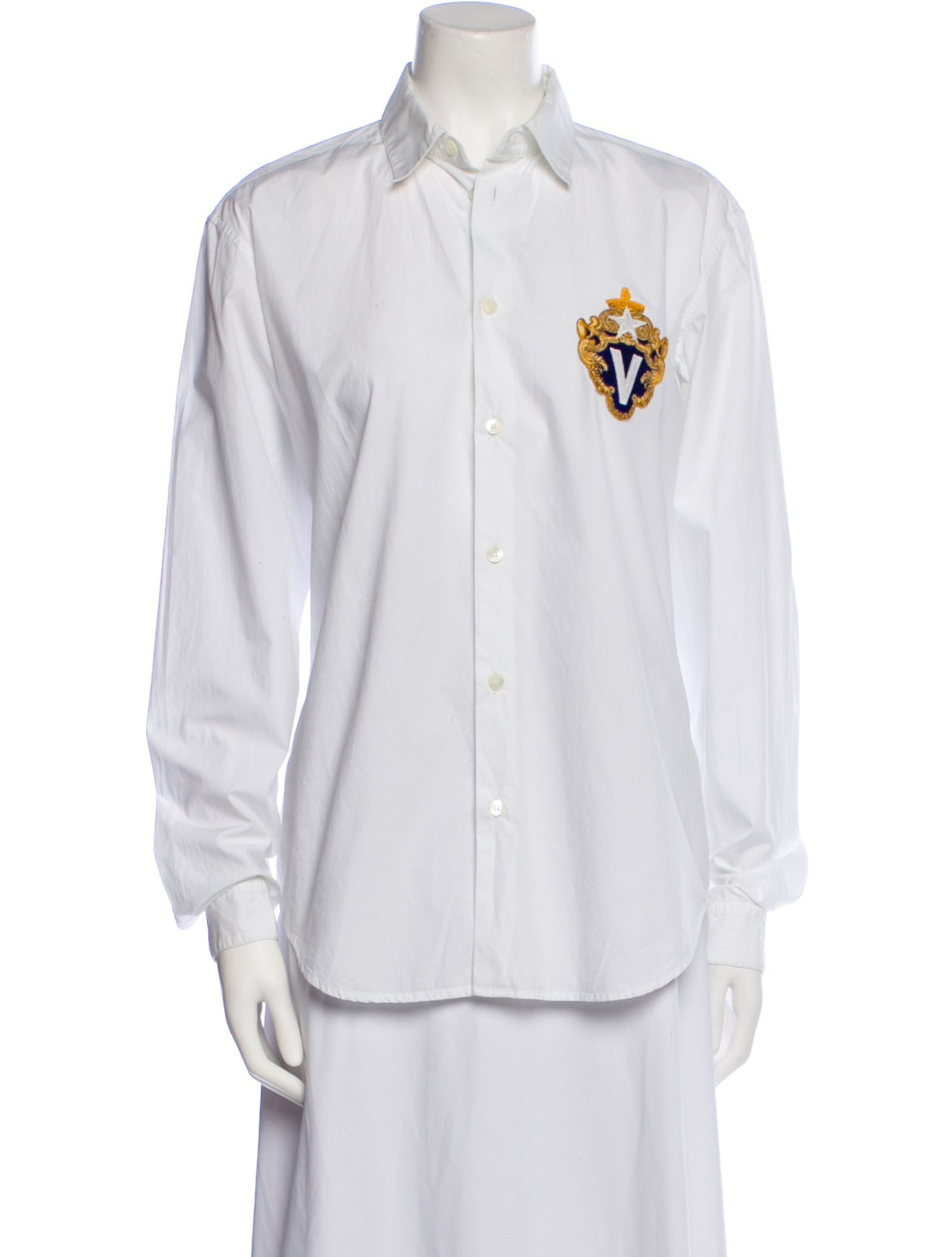 Versace Long Sleeve Button-Up Top - White Tops, Clothing - VES168605 ...