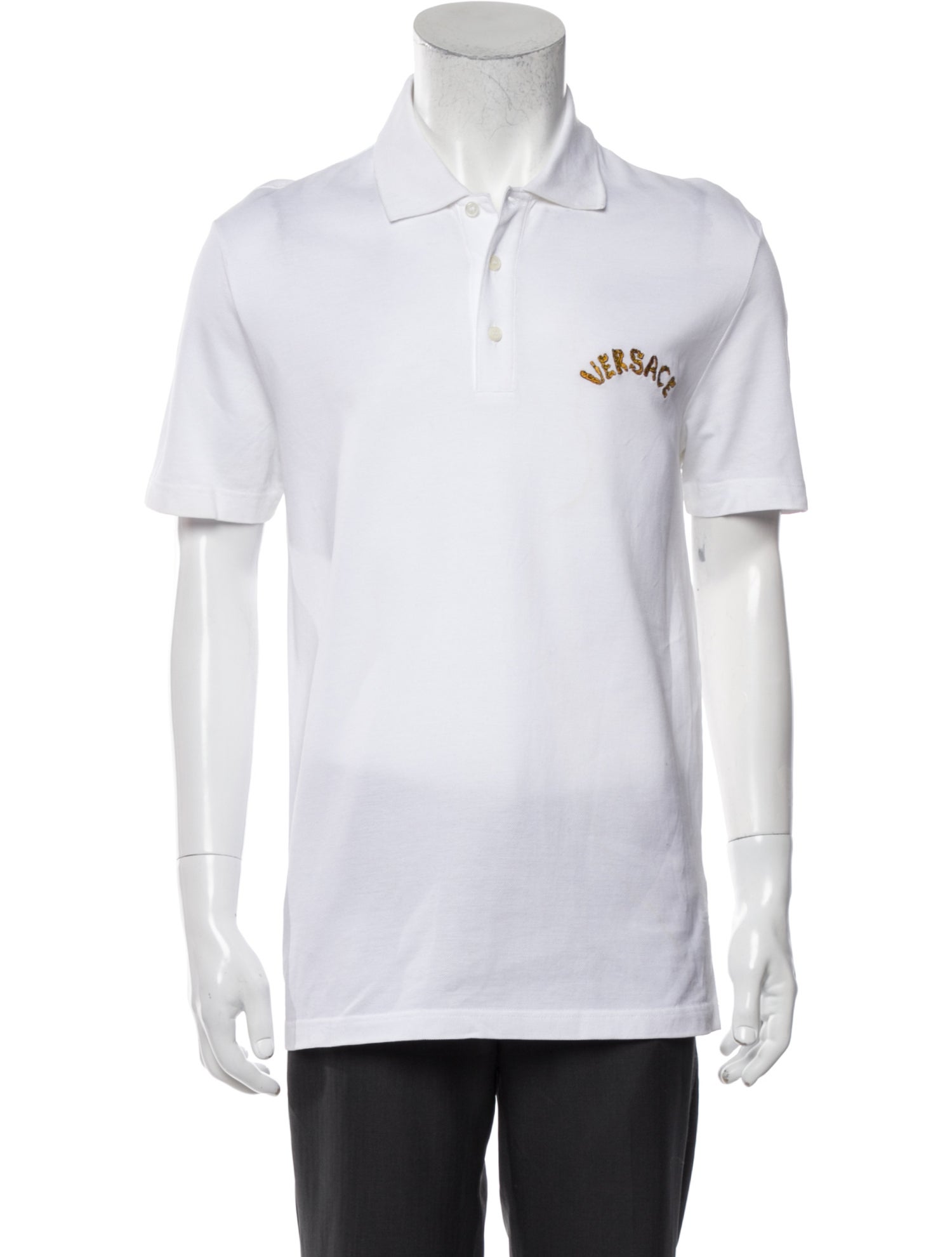 Versace Collar Short Sleeve Polo Shirt - White Polos, Clothing ...