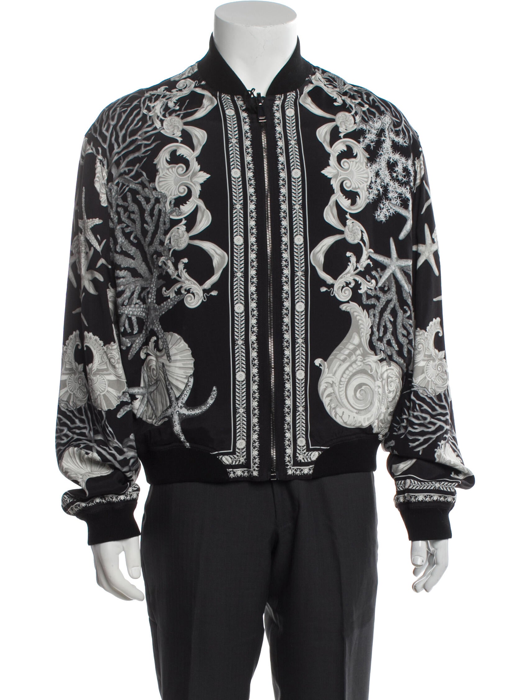 Versace Printed Bomber Jacket w/ Tags - Black Outerwear, Clothing ...