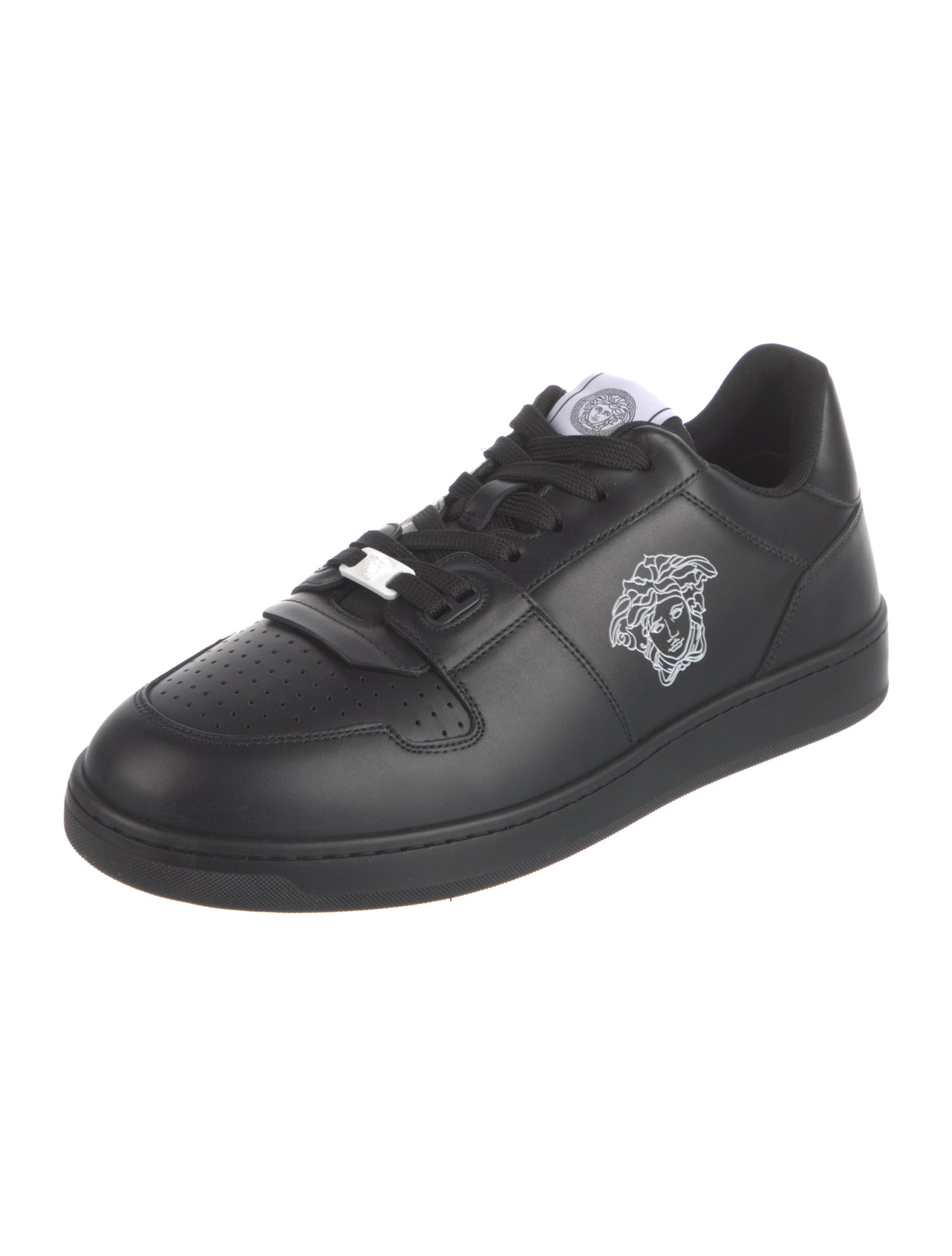 Versace Medusa Insignia Leather Sneakers - Black Sneakers, Shoes ...