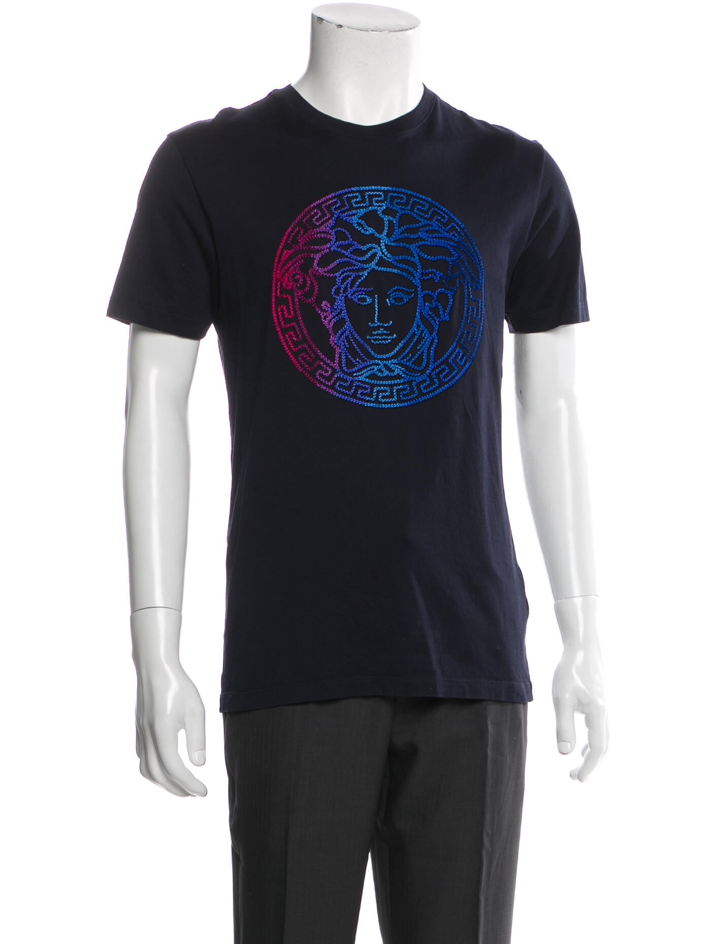 Versace Graphic Print Crew Neck T-Shirt - Blue T-Shirts, Clothing ...