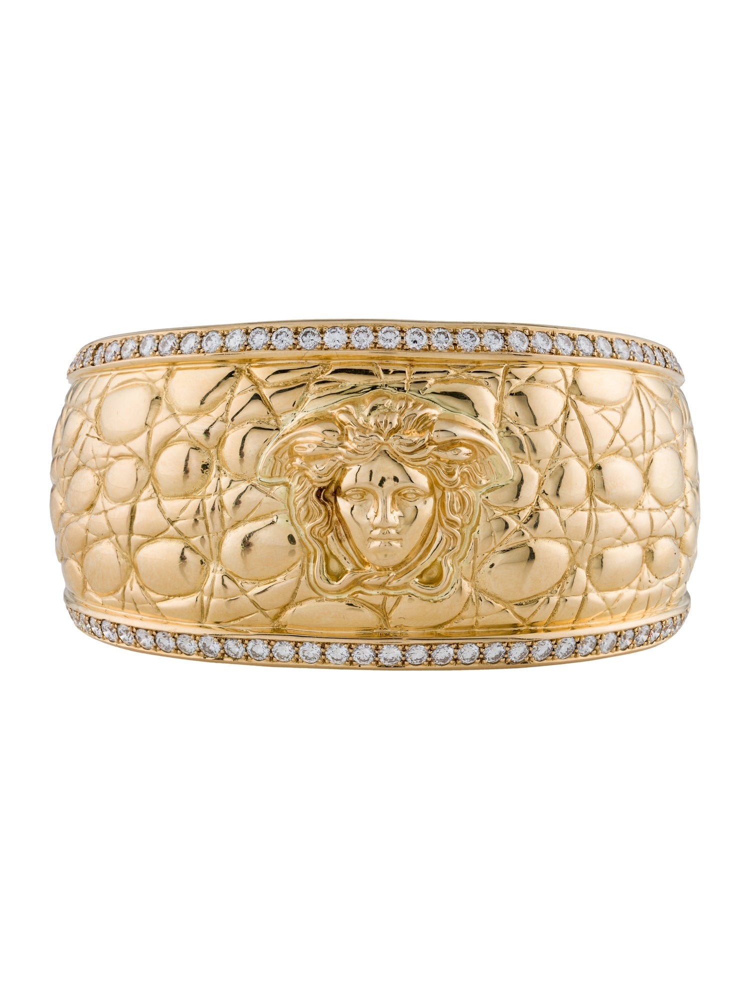 Versace 18K 8.41ctw Diamond Medusa Cuff - 18K Yellow Gold Cuff ...