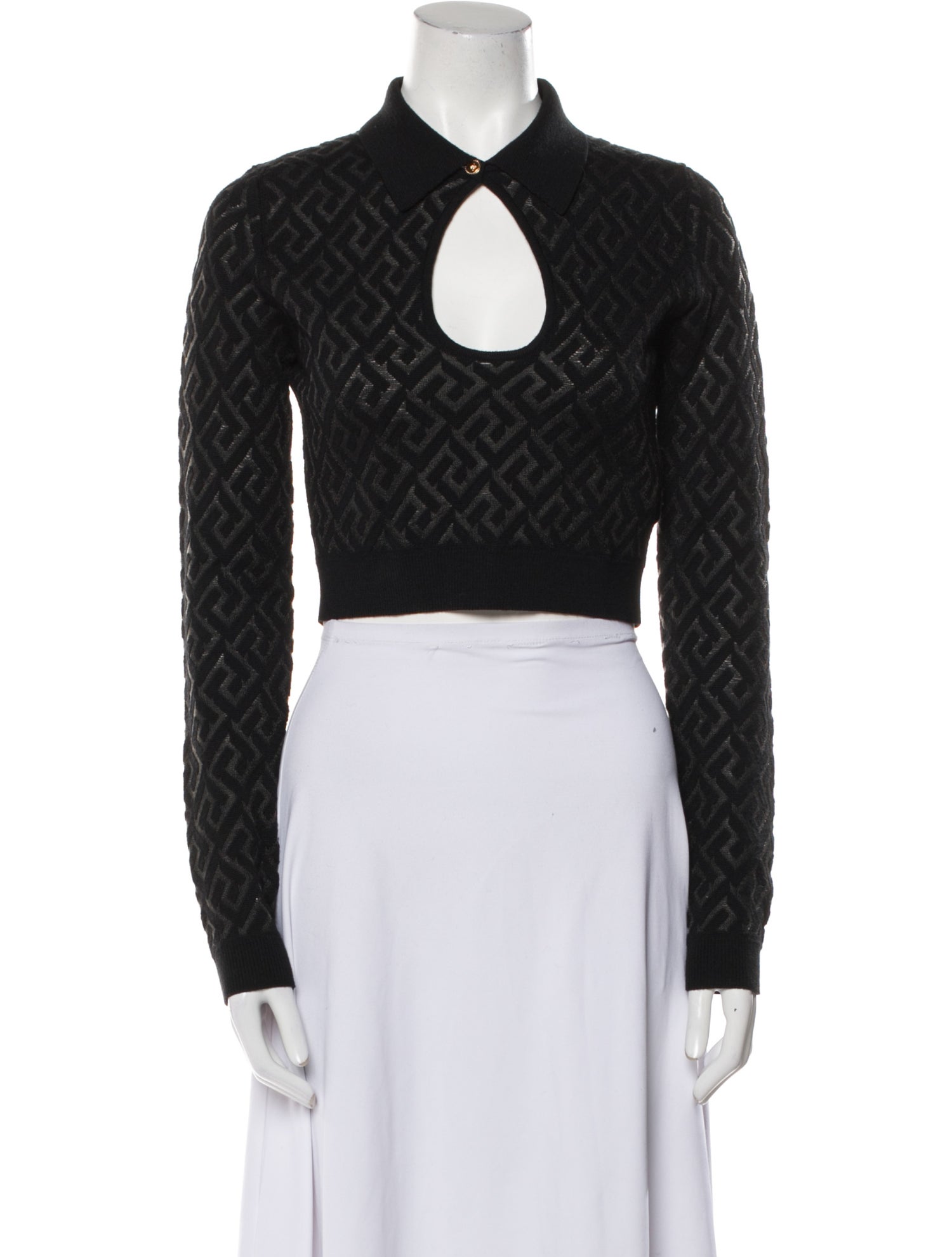Versace La Greca Tattoo Wool Crop Top - Black Tops, Clothing ...