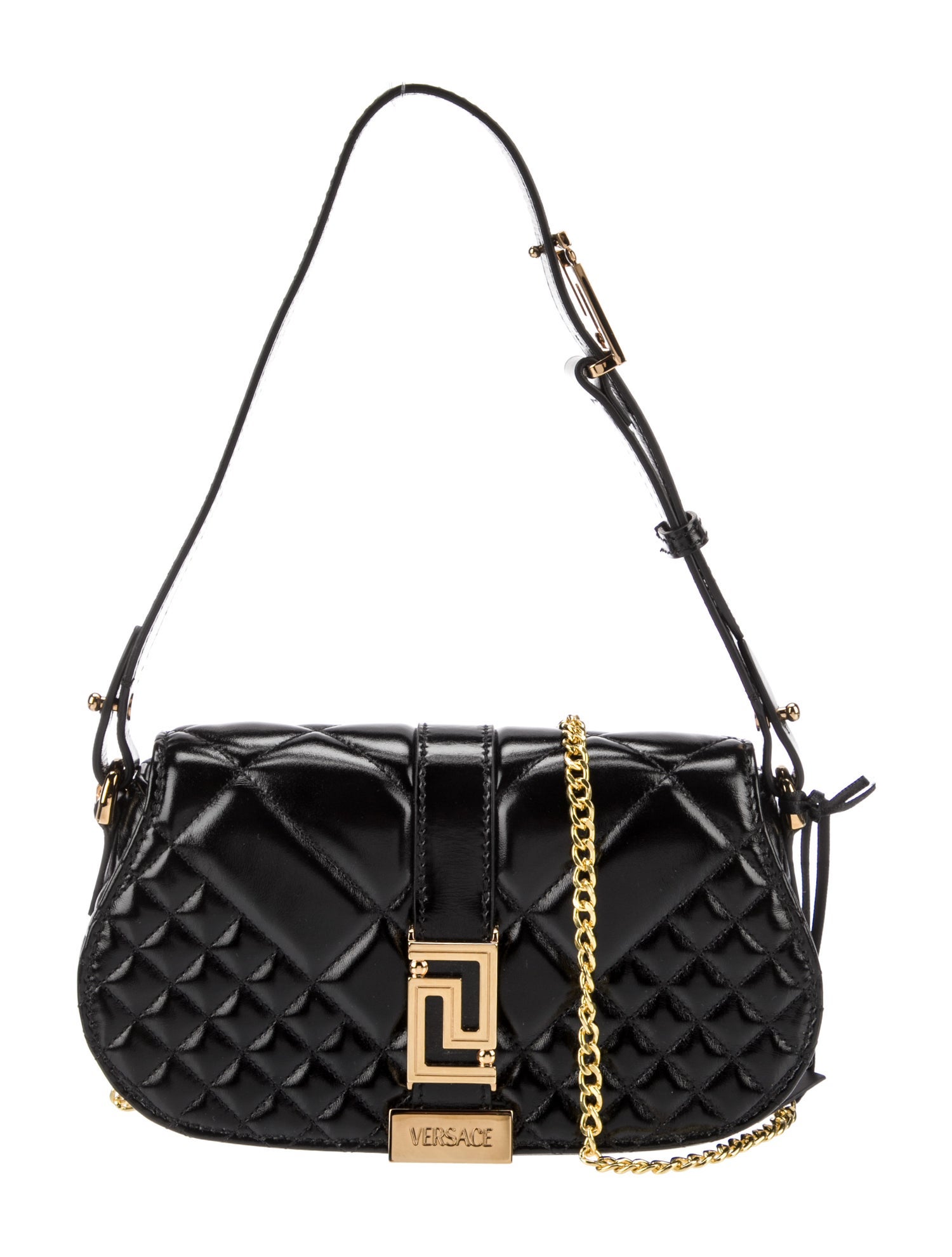 Versace Leather Shoulder Bag w/ Tags - Black Shoulder Bags, Handbags ...