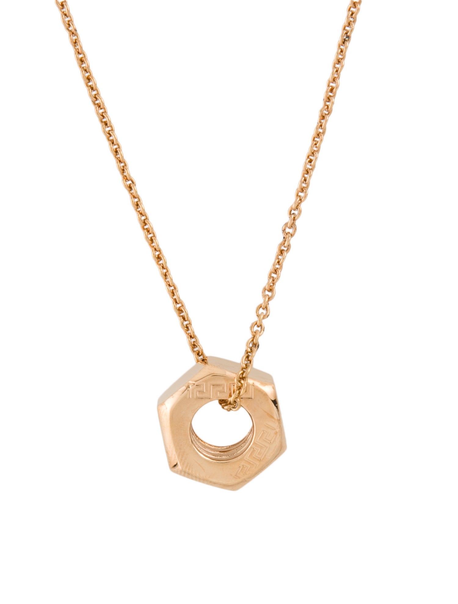 Versace Gold Nuts & Bolts Greca Pendant Necklace - Gold-Tone Metal ...