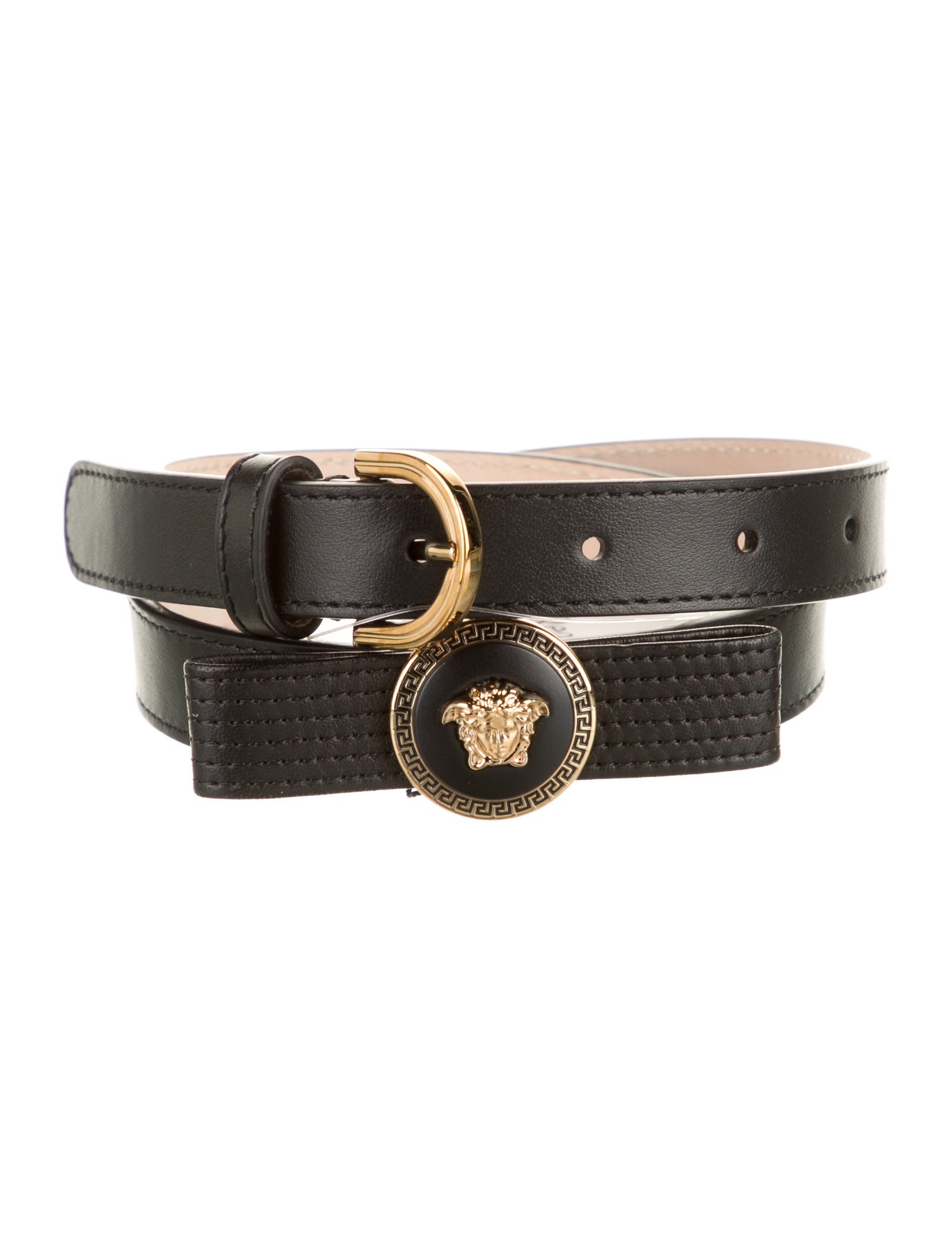 Versace Medusa Insignia Skinny Waist Belt - Black Belts, Accessories ...