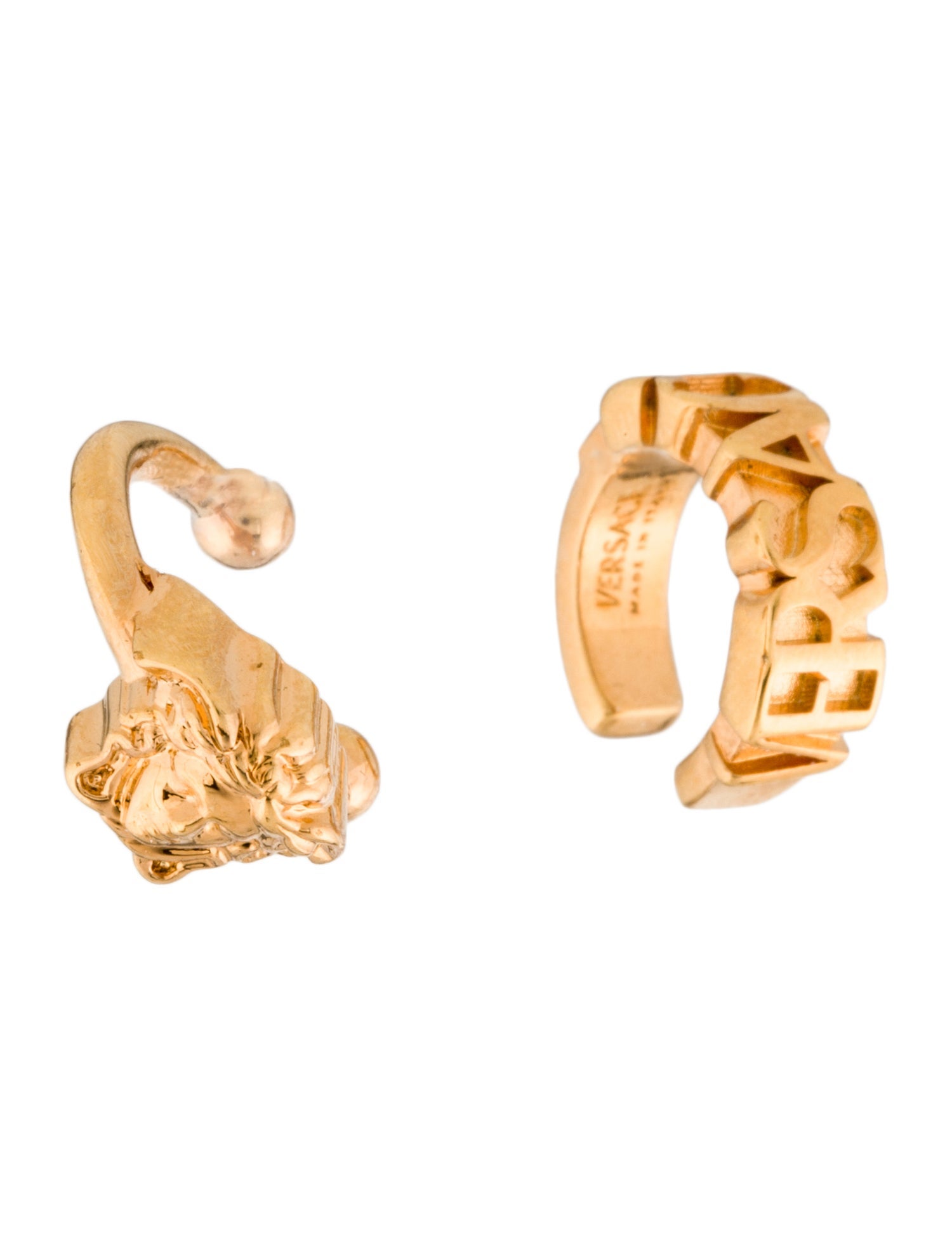 Versace Mismatched Medusa & Logo Ear Cuff - Gold-Tone Metal Ear Cuff, Earrings - VES179394 | The ...