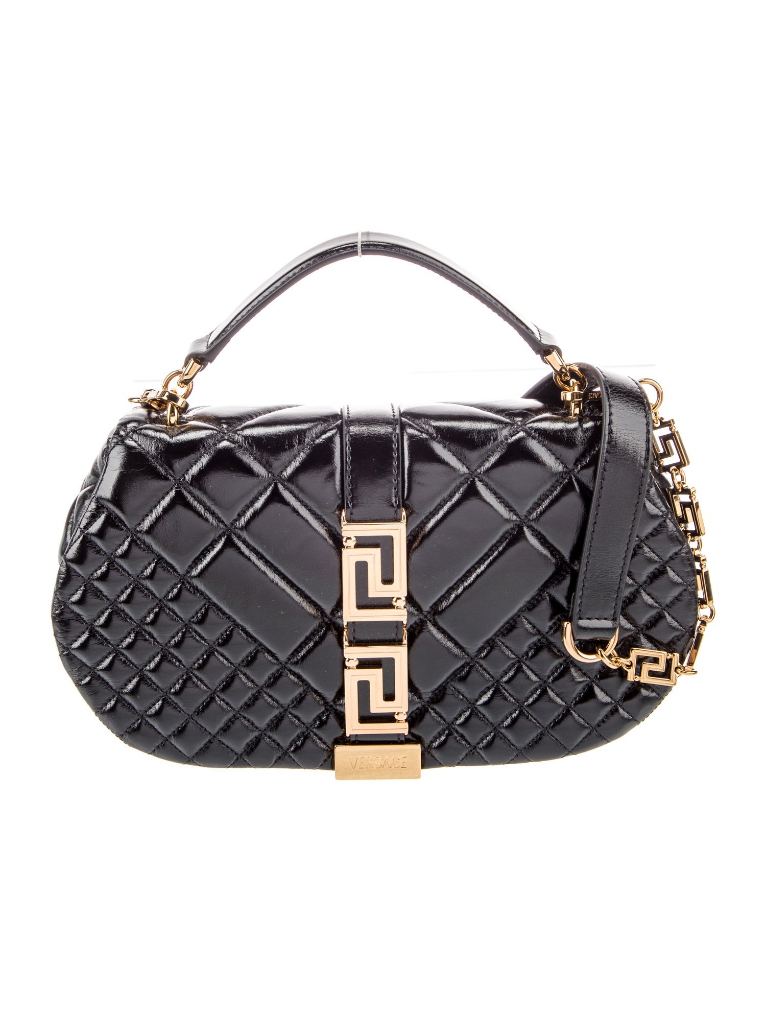 Versace Quilted Top Handle Bag - Black Handle Bags, Handbags ...