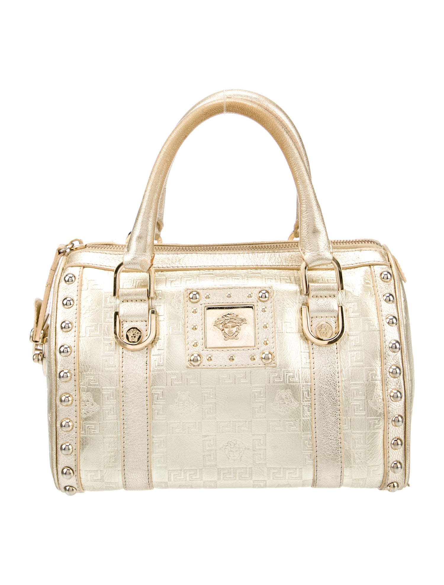 Versace Leather Top Handle Bag - Gold Handle Bags, Handbags - VES180435 ...