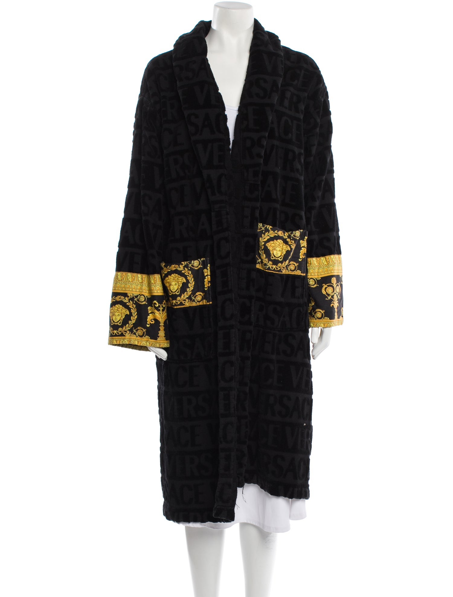 Versace Graphic Print Robe - Black Loungewear, Clothing - VES181607 ...
