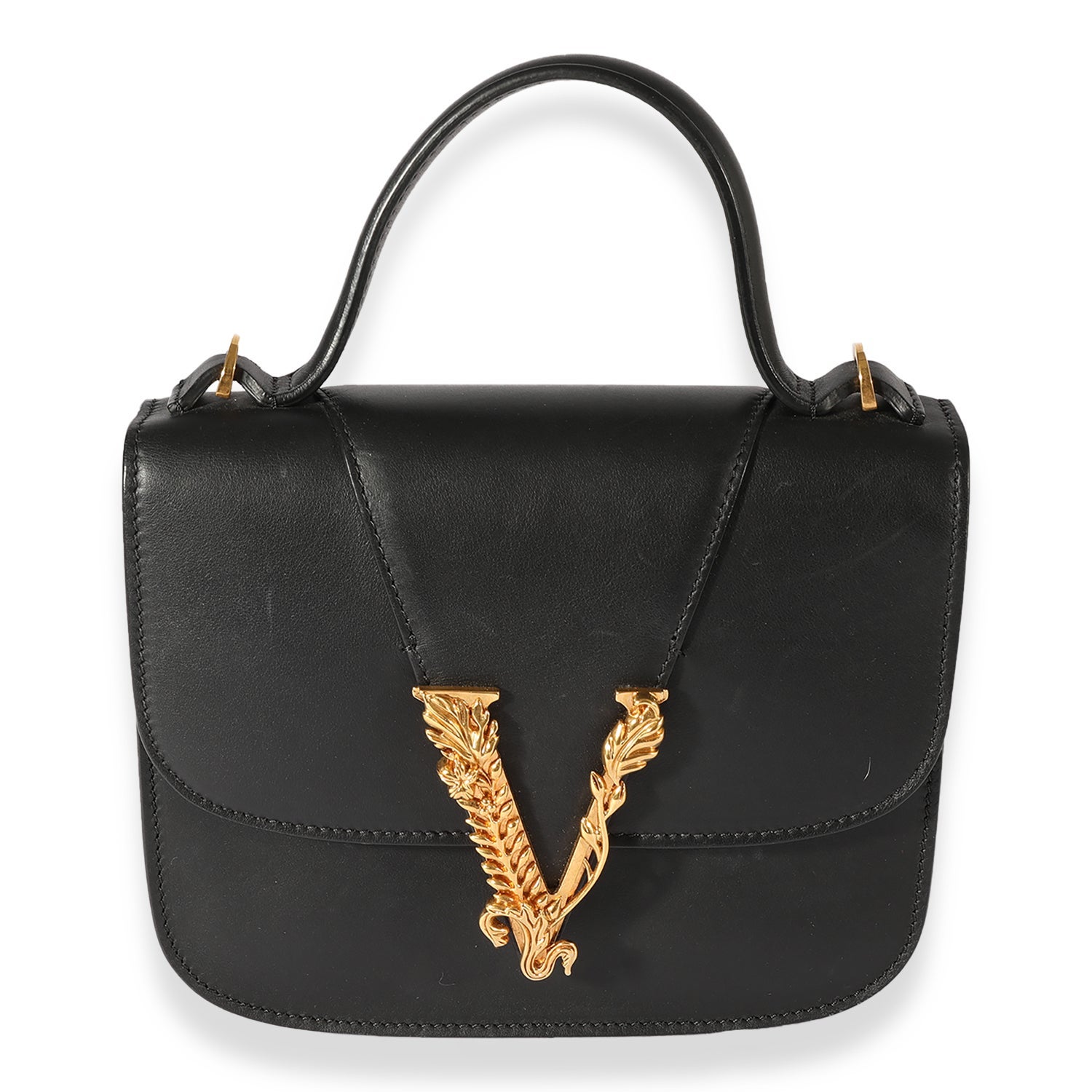 Versace Leather Virtus Small - Black Handle Bags, Handbags - VES183189 ...