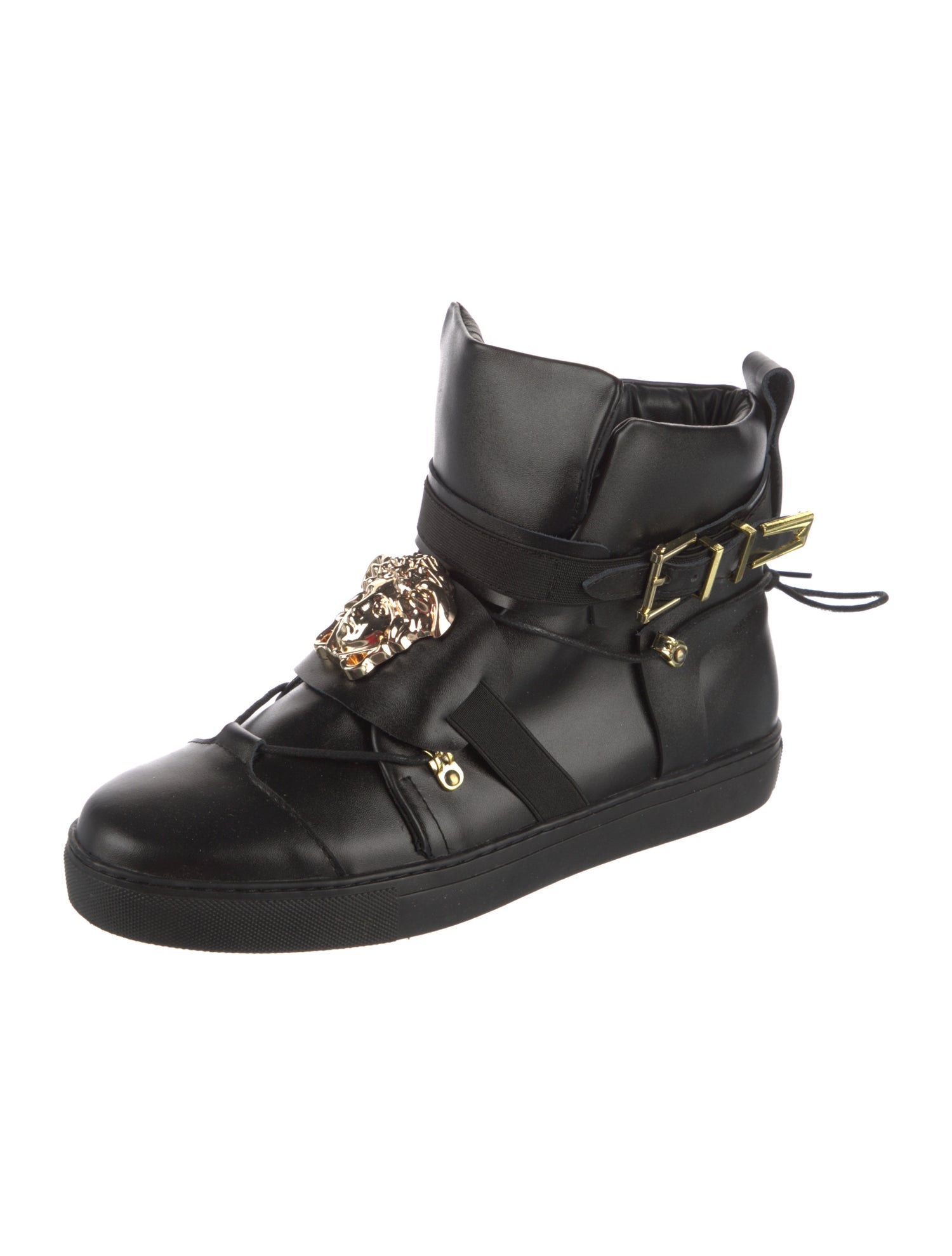 Versace Medusa Insignia Leather Boots - Black Boots, Shoes - VES187410 ...