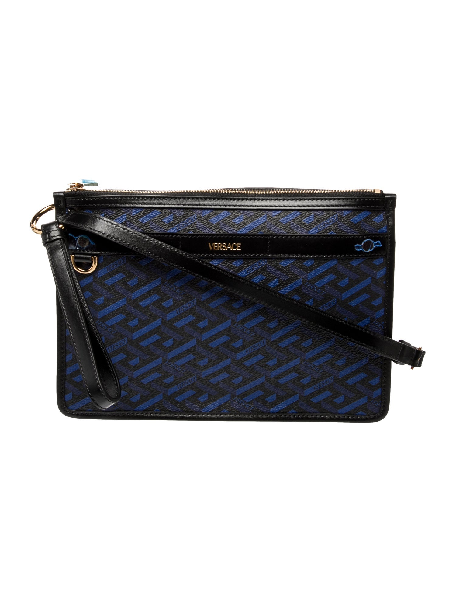 Versace Leather Messenger Bag w/ Tags - Blue Crossbody Bags, Handbags ...
